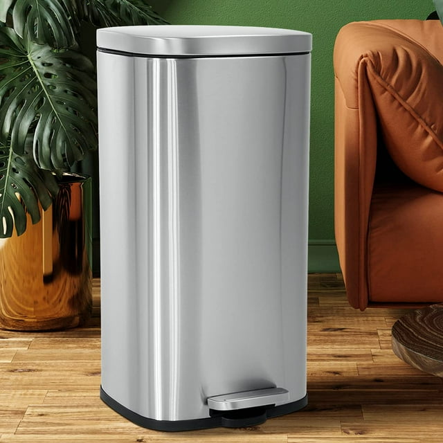 Dkelincs 8 Gallo/ 30L Step Trash Can with Lid, Stainless Steel Garbage Can Kitchen Trash Can ...