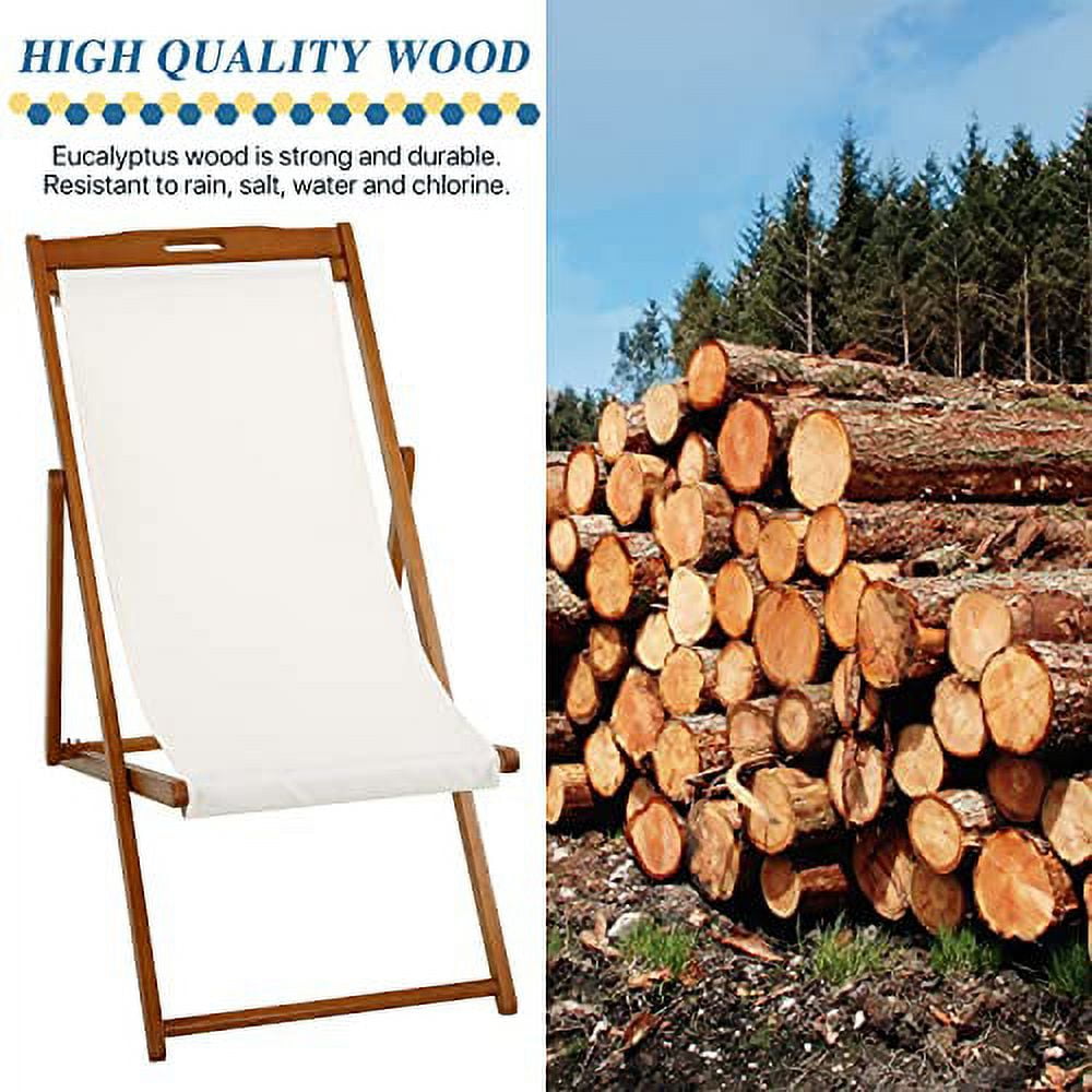 Dkelincs Beach Sling Chair Set of 2, Outdoor Folding Wood Sling Chair ...