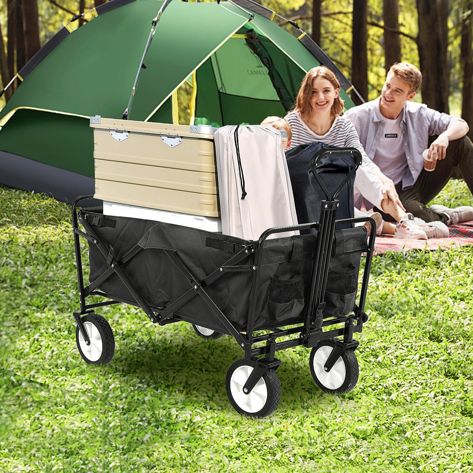 Dkelincs Collapsible Folding Beach Wagon Garden Cart Portable Grocery ...