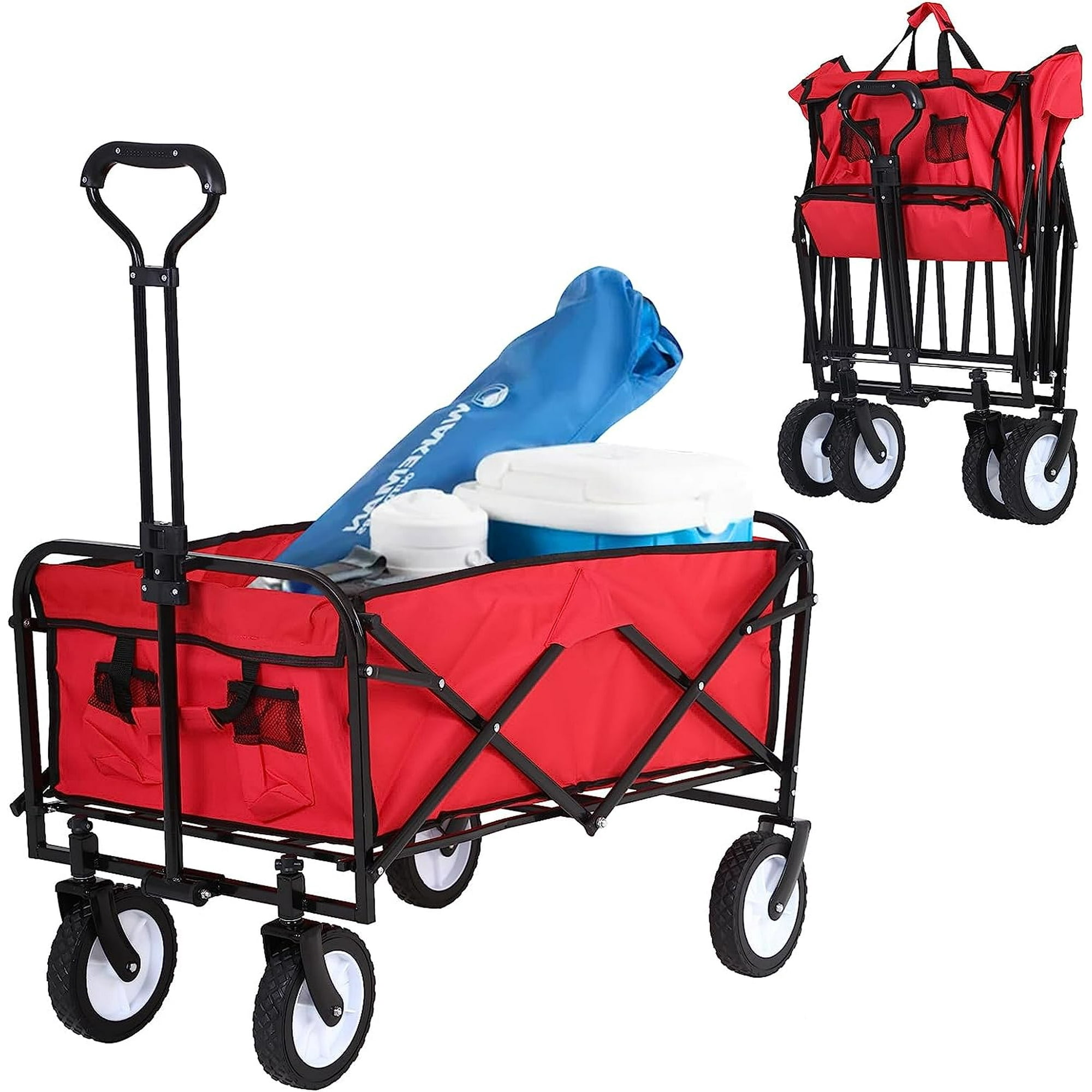 Dkelincs Collapsible Outdoor Garden Wagon, Portable Beach Wagon with ...