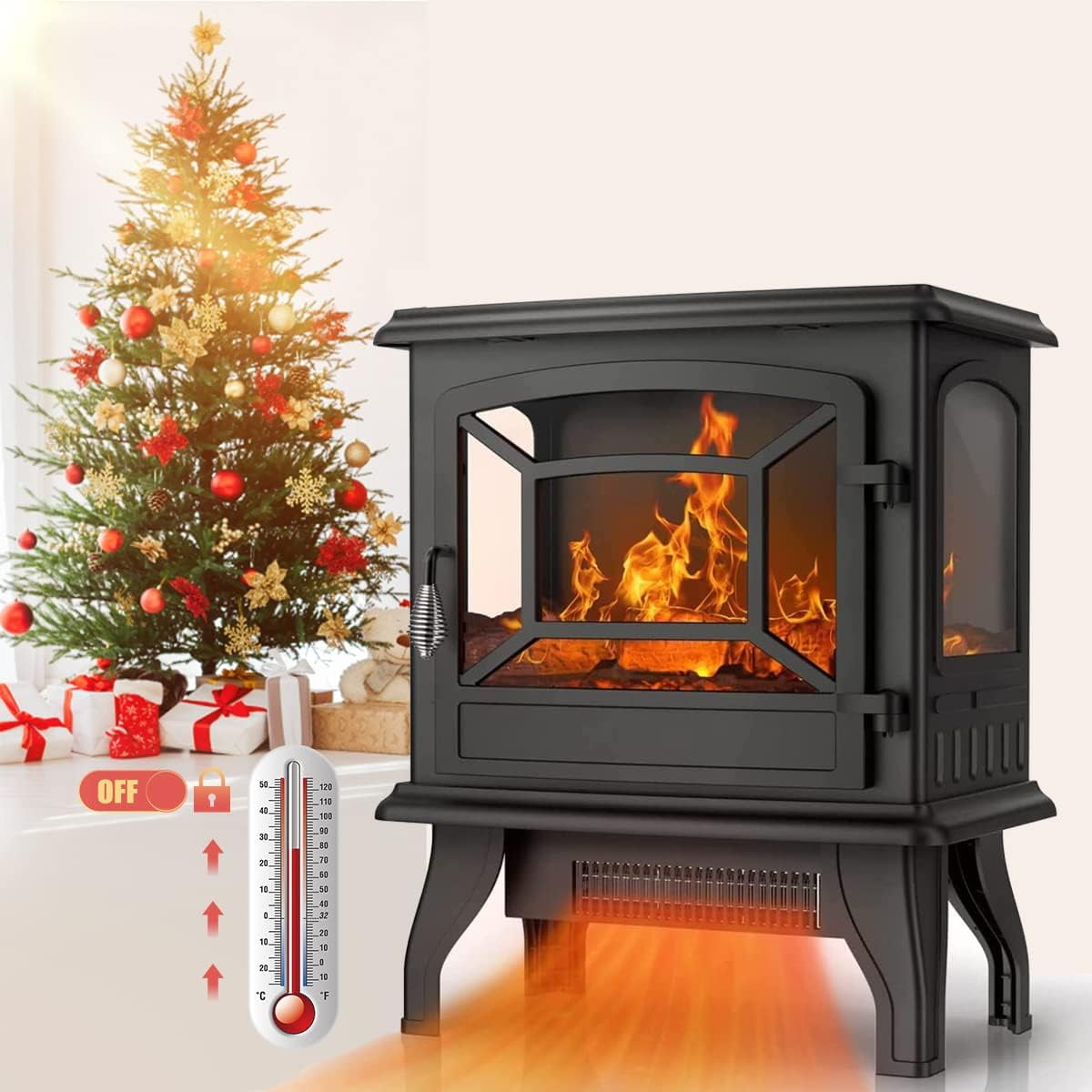 Dkelincs Electric Fireplace Heaters, 20" Freestanding Portable 1500W ...