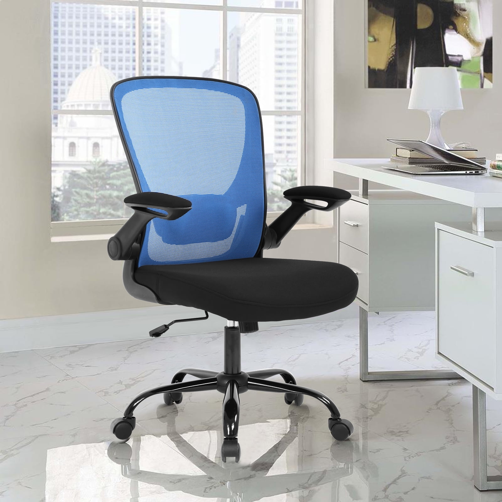 Dkelincs Ergonomic Home Office Chair Adjustable Height Mid Back Mesh ...
