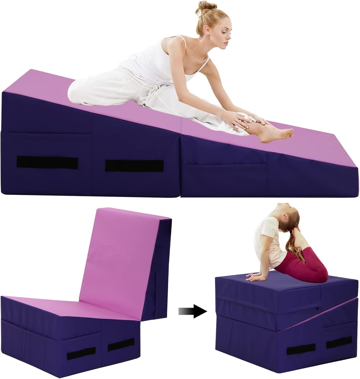 Dkelincs Incline Gymnastics Mat Tumbling Mat 48"×24" Folding Exercise ...