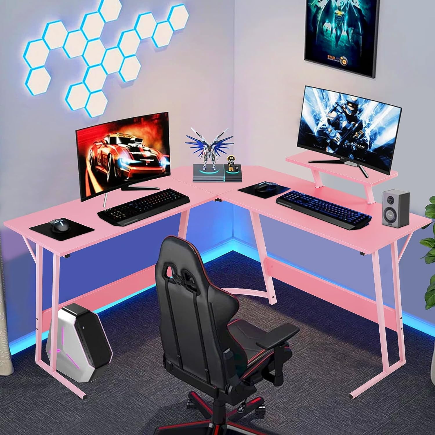 Dkelincs L Shaped Gaming Desk 50.4 inch Corner Computer Desk Table with ...