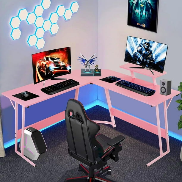Dkelincs L Shaped Gaming Desk 50.4 inch Corner Computer Desk Table with ...