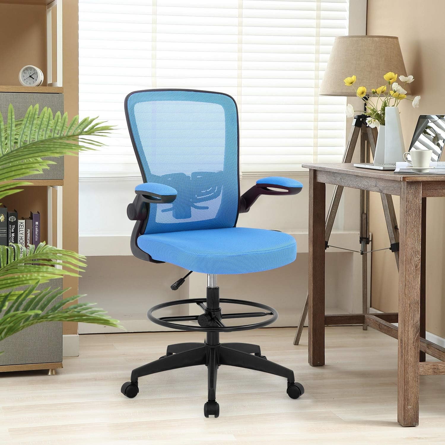 Dkelincs Mesh Drafting Chair Tall Office Chair Ergonomic Computer Desk ...