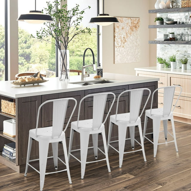 Dkelincs Metal Bar Stool Set Of 4, 24" Kitchen Stool Counter Height ...