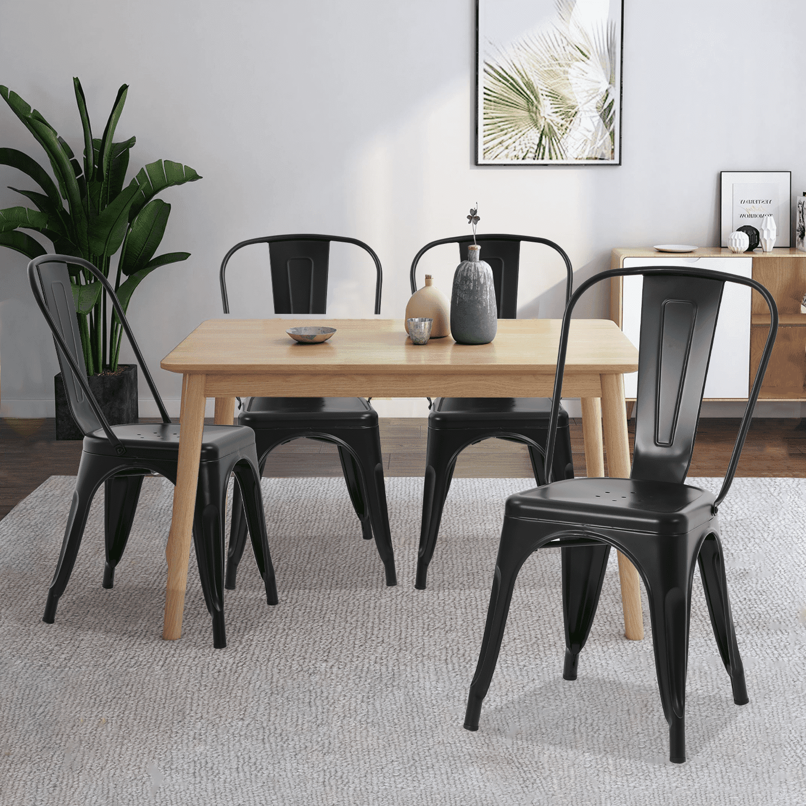 Dkelincs Metal Dining Chairs Set of 4 Stackable Chair 18 inch Height ...