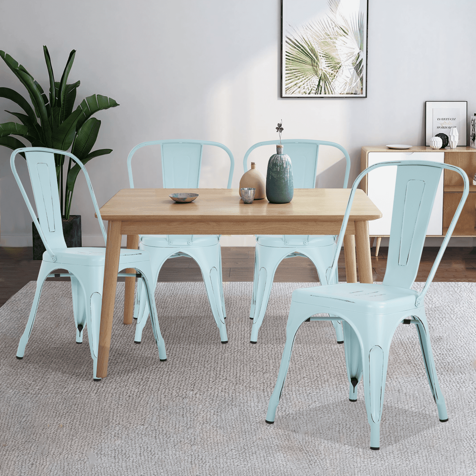 Dkelincs Metal Dining Chairs Set of 4 Stackable Chair 18 inch Height ...