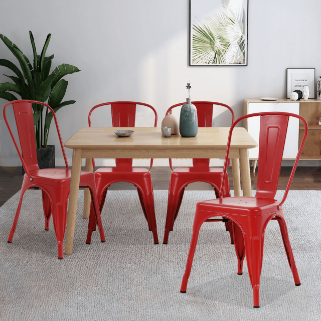 Dkelincs Metal Dining Chairs Set of 4 Stackable Chair 18 inch Height ...