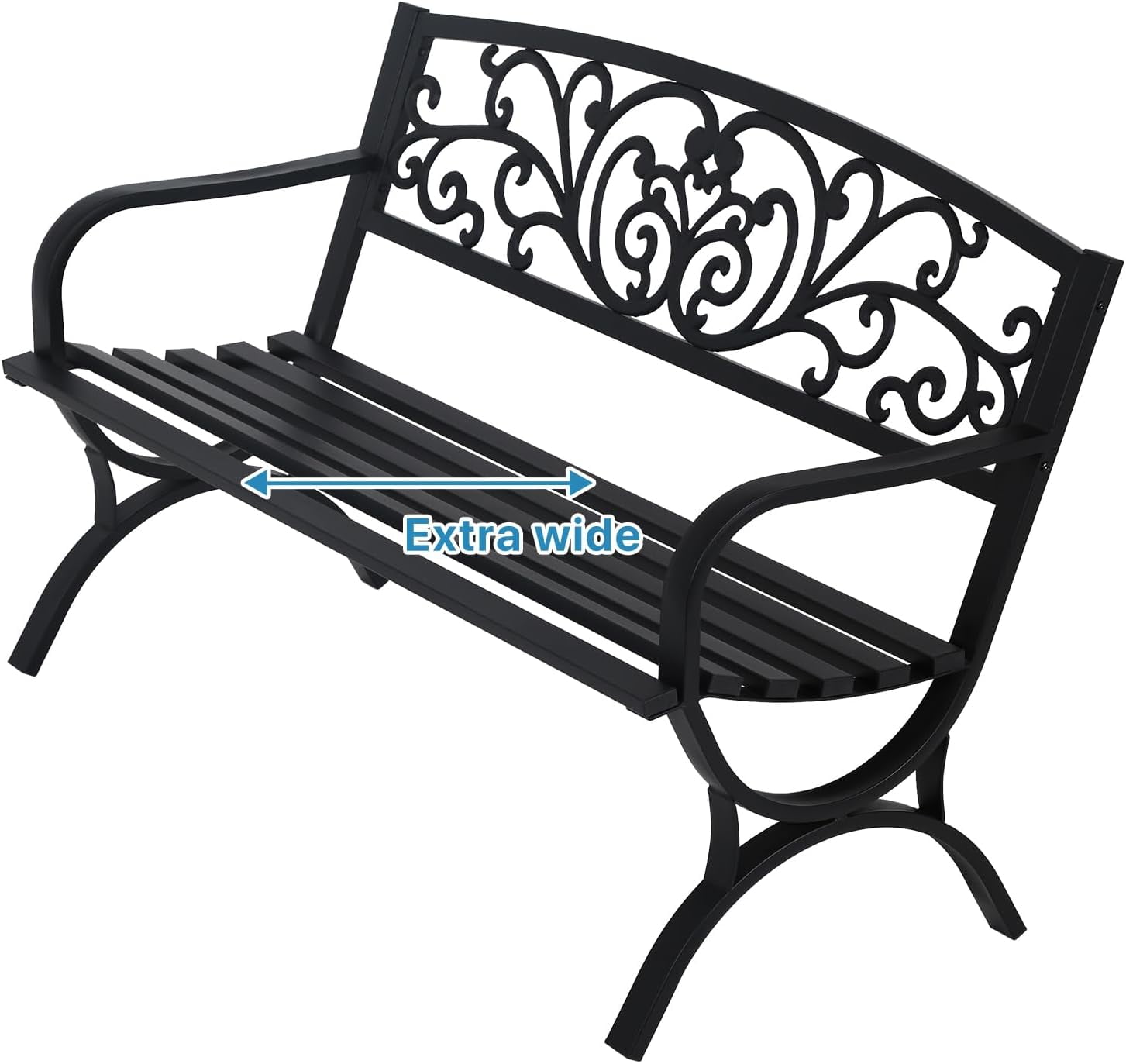 Dkelincs Outdoor Benches Memorial 50" Extra Wide Patio Park Metal ...