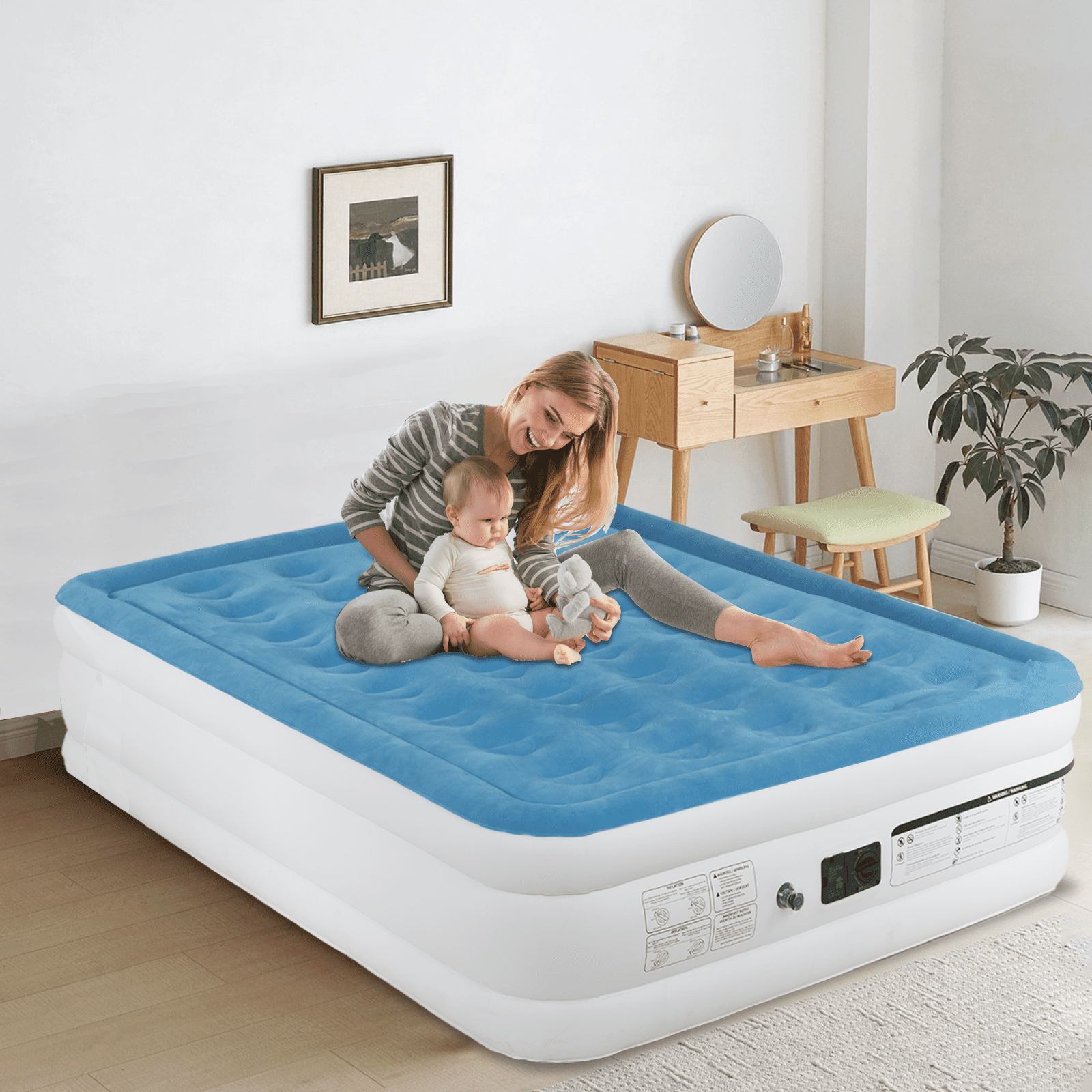 Dkelincs Portable Air Mattress with Built-in Pump Quick-Inflatable ...