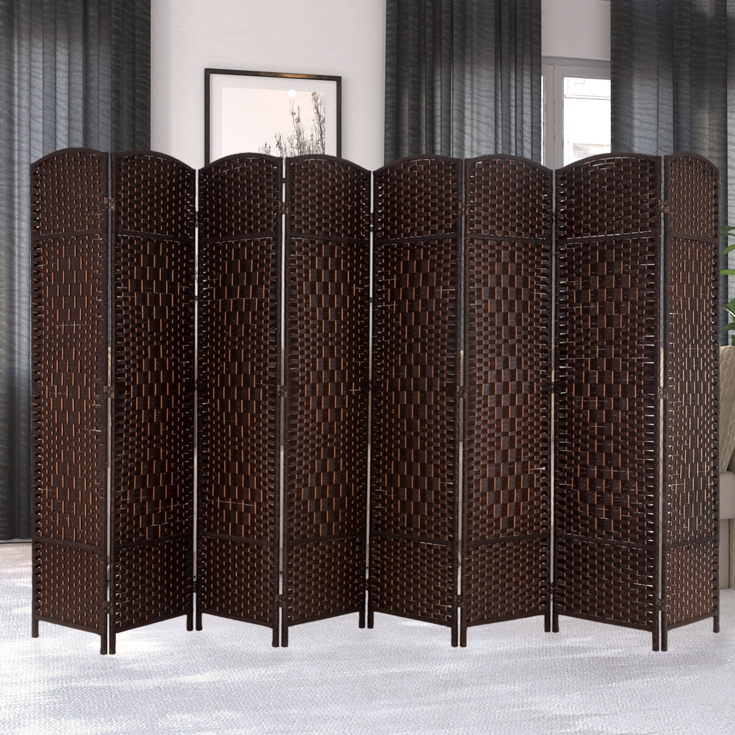 Dkelincs Freestanding 8 Panel Room Divider, Portable Wooden Partition ...