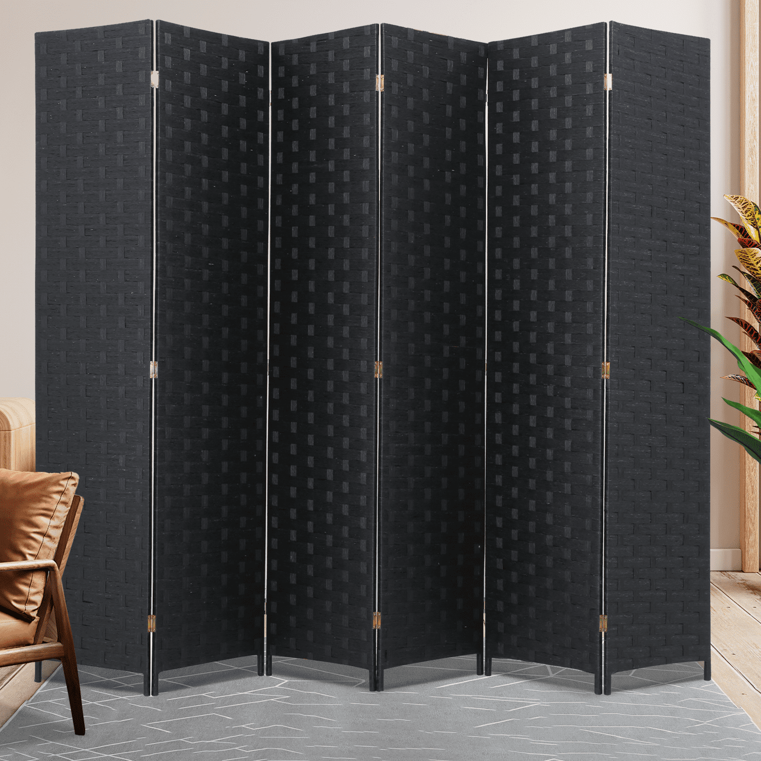 Dkelincs Wood Room Dividers 6 Panels Portable Folding Partition Screen ...