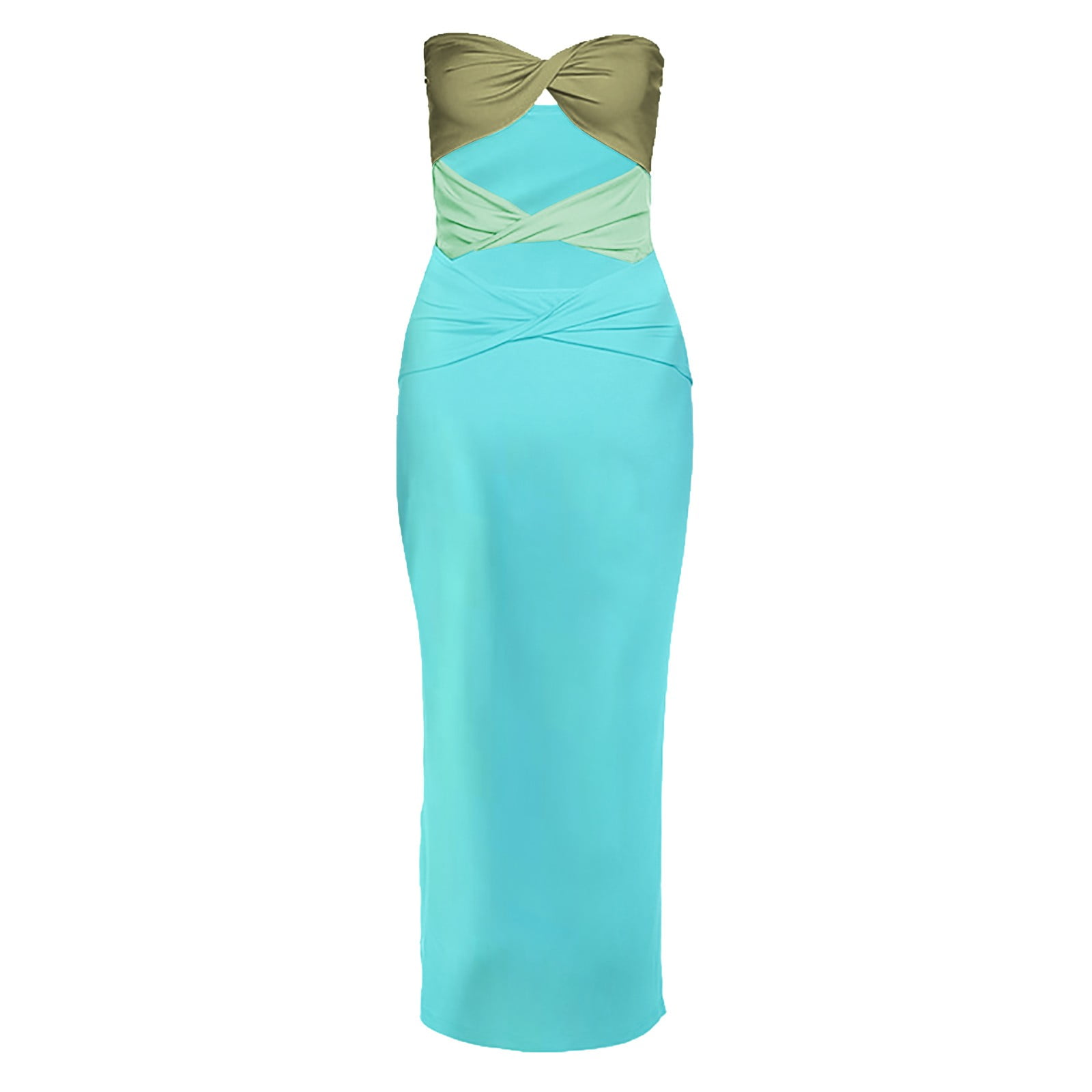 Dkinjom Ladies Summer Tube Top Dress Fashion Sexy Chest Wrapped One Shoulder Slim Cut Out