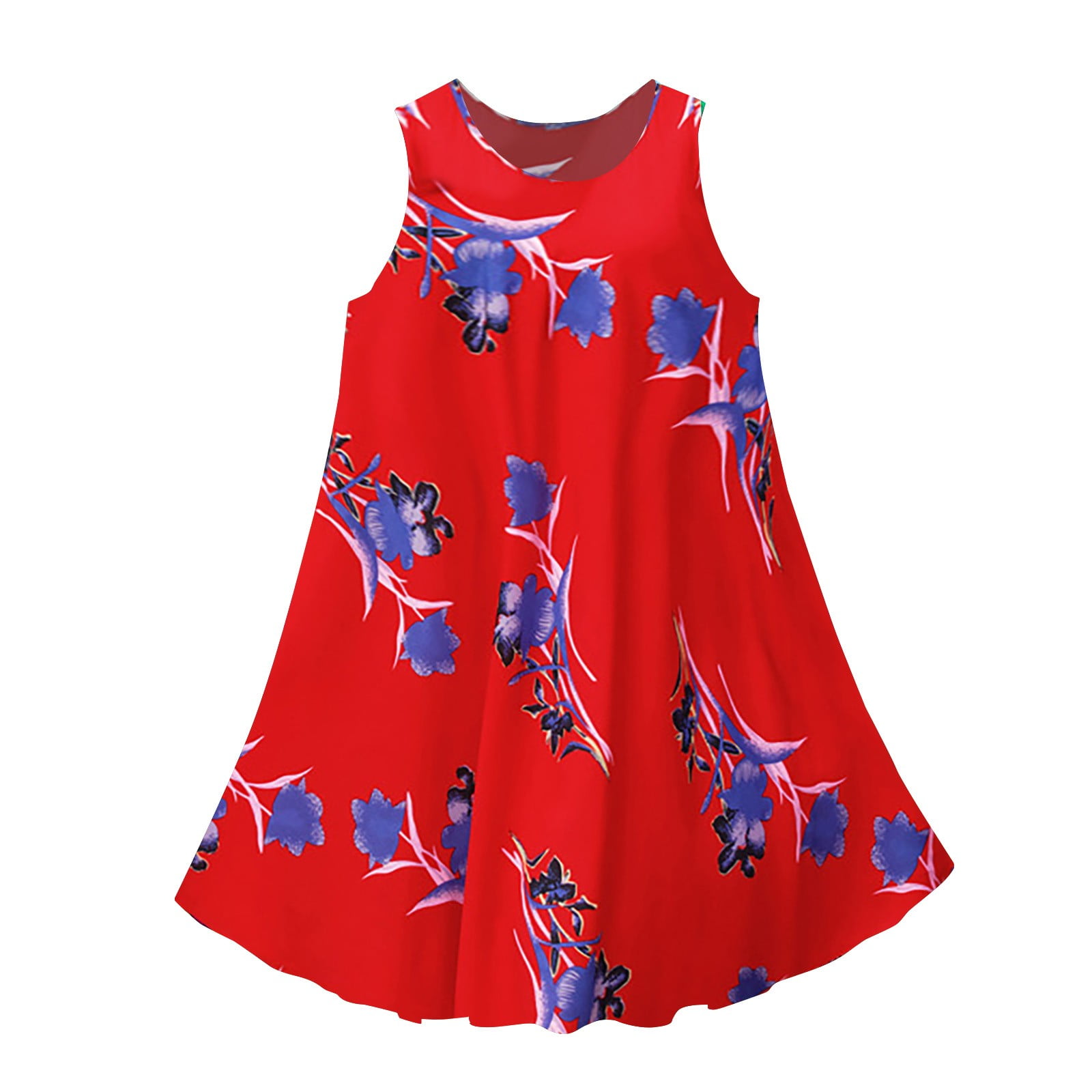 Dkinjom Womens Casual Summer Tank Top Sleeveless Knee Length Print