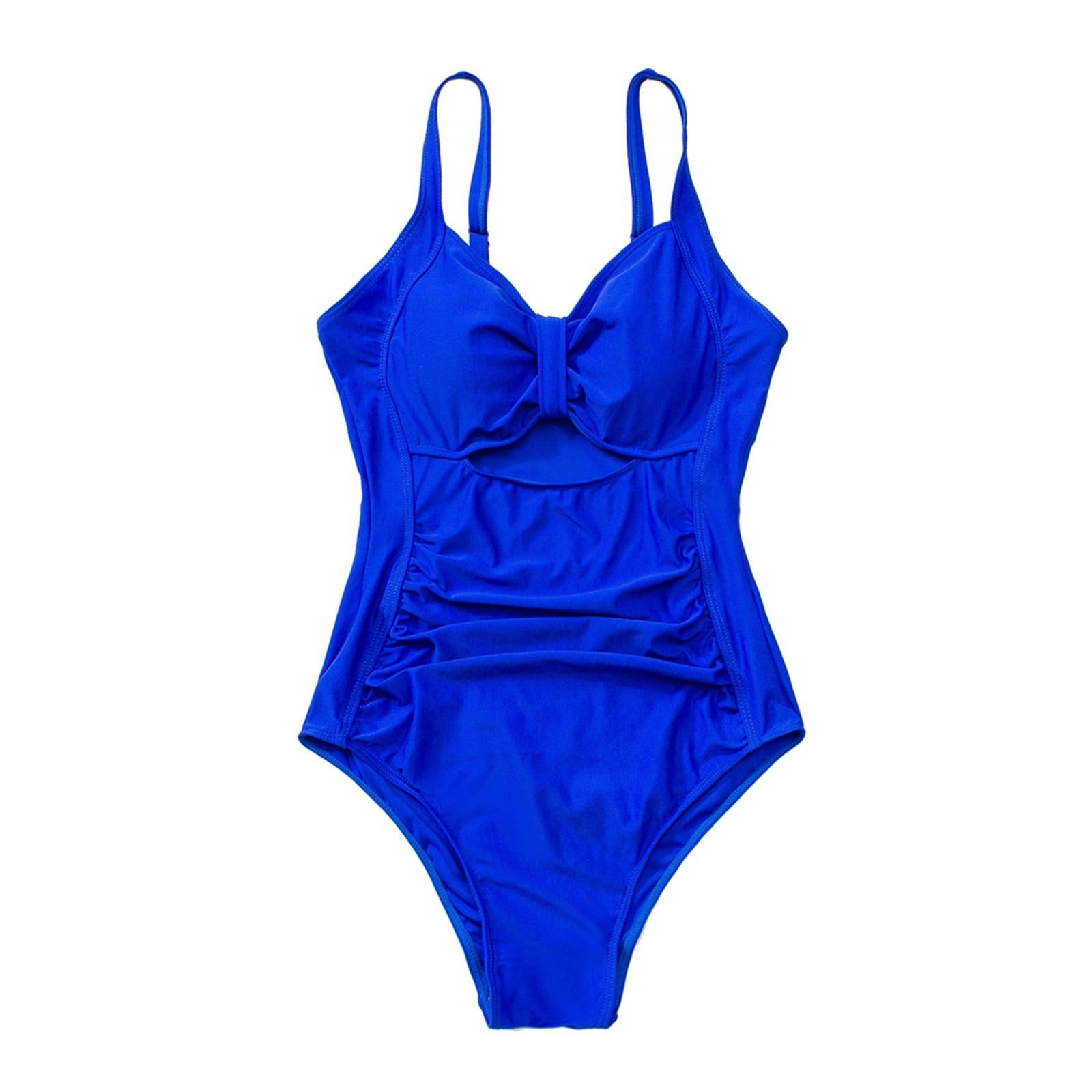 Dkinjom Womens Retro Pleated Solid Color Swimsuit Beach Jumpsuits Swimsuithigh Cut