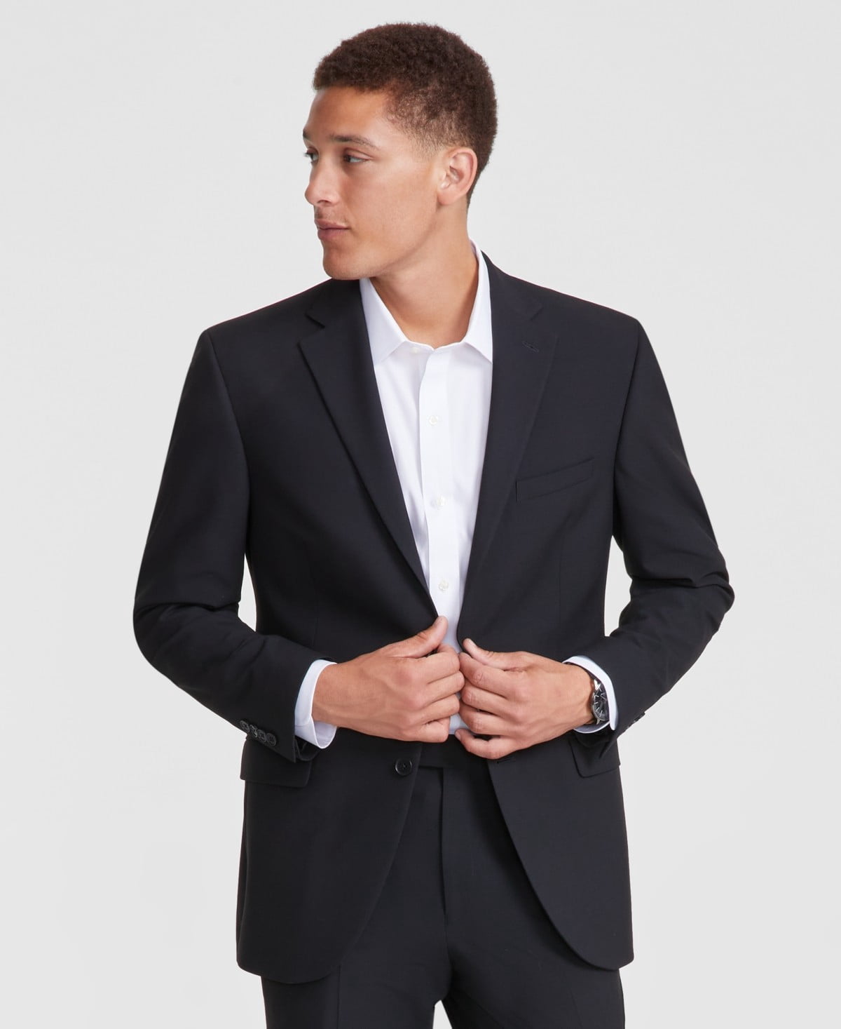 Dkny Mens Modern fit 2 Piece Suit 48 R / 42 Waist Black Solid Stretch ...