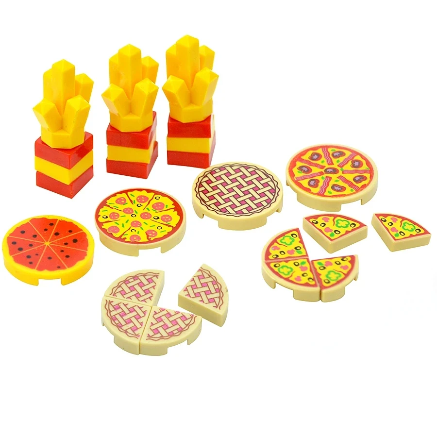 DlY Mini Food Building Block Figures Bread Fish Fruit Chicken Crab Dog ...