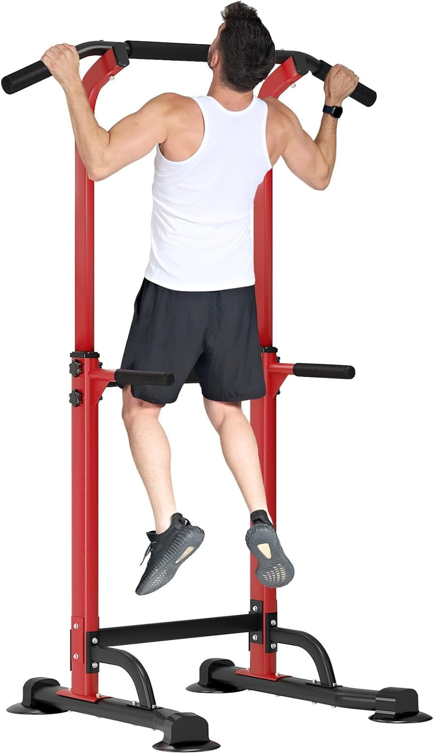 Dland Power Tower Pull Up Bar Dip Station and Height Adjustable Dip Bar Stand, Multi-Function ...