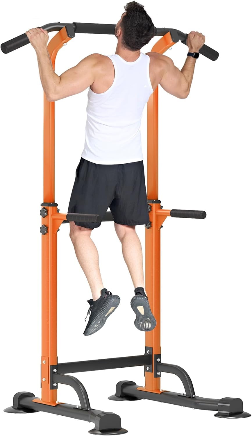 Dland Power Tower Pull Up Bar Dip Station and Height Adjustable Dip Bar ...