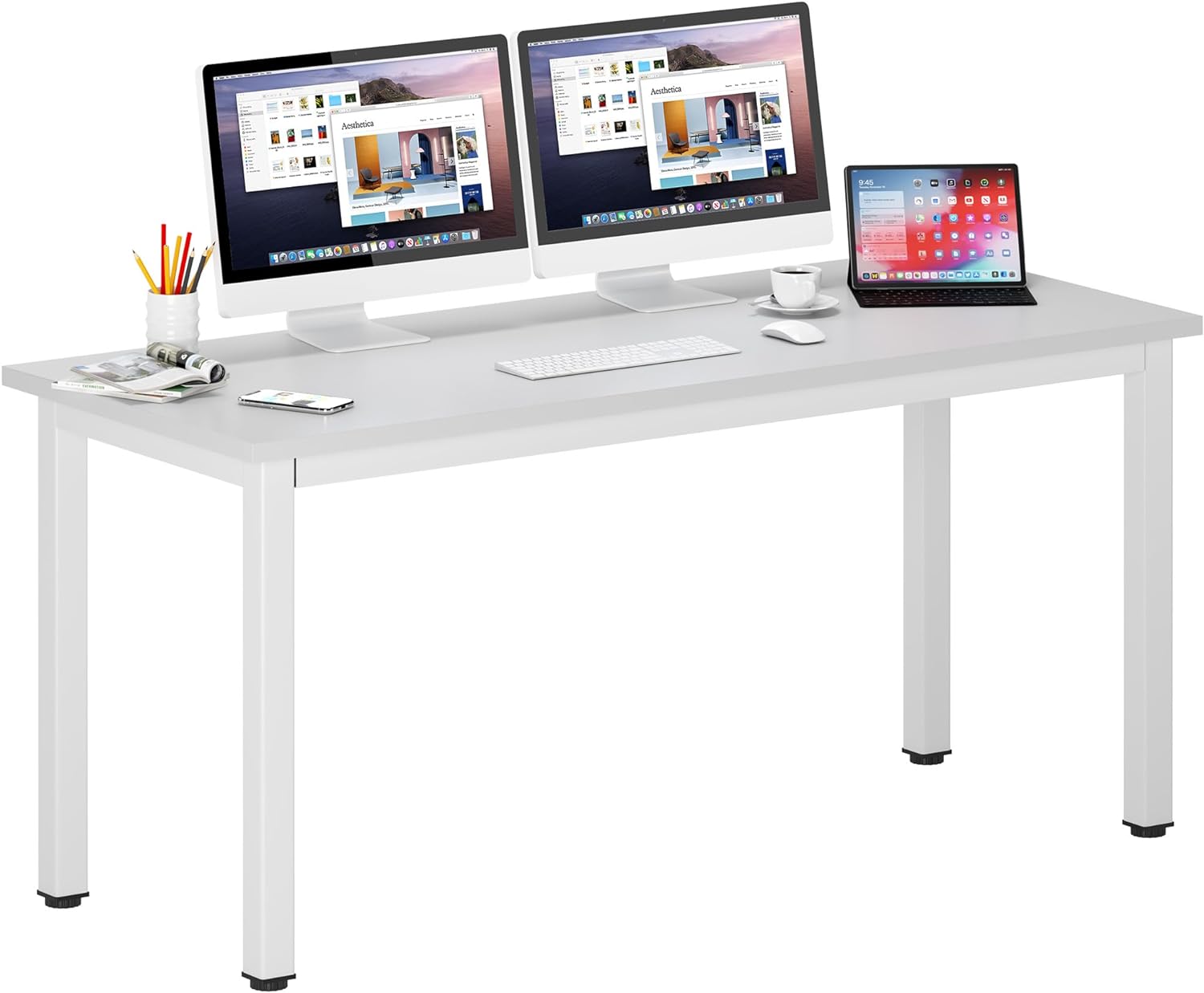 DlandHome 63 inches X-Large Computer Desk, Composite Wood Board School ...
