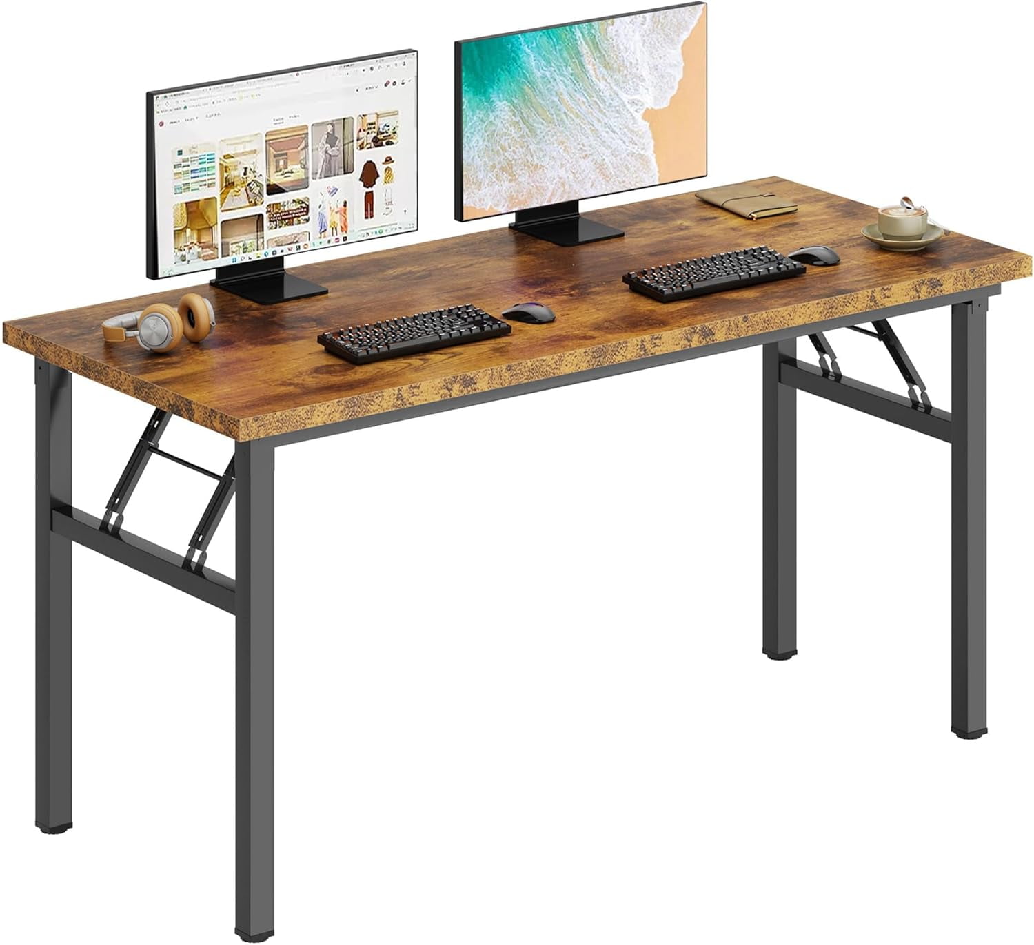 DlandHome Computer Desk, 55 inches Folding Table Large Office Desk ...