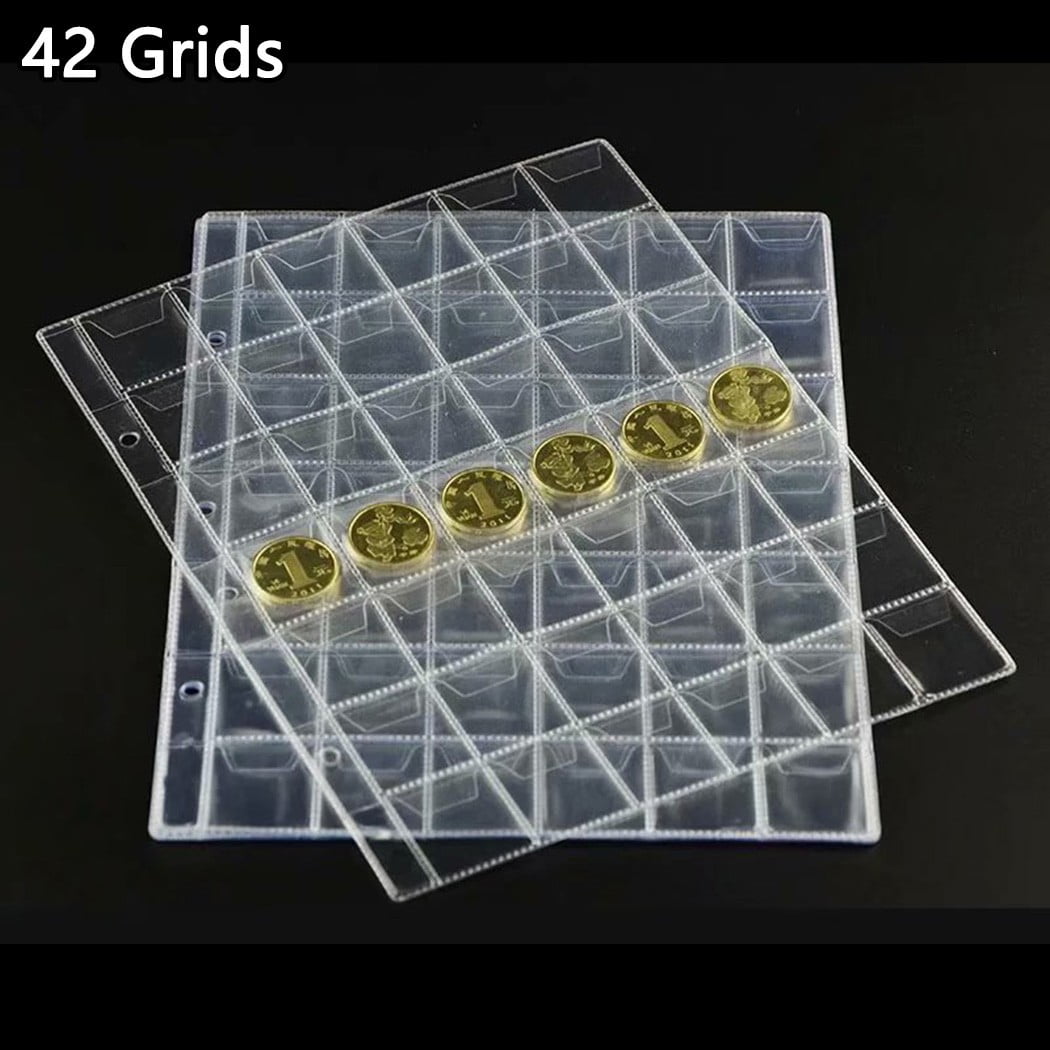 Dleadar 10 Sheets 20/30/42 Pockets Plastic Coin Holders Storage ...