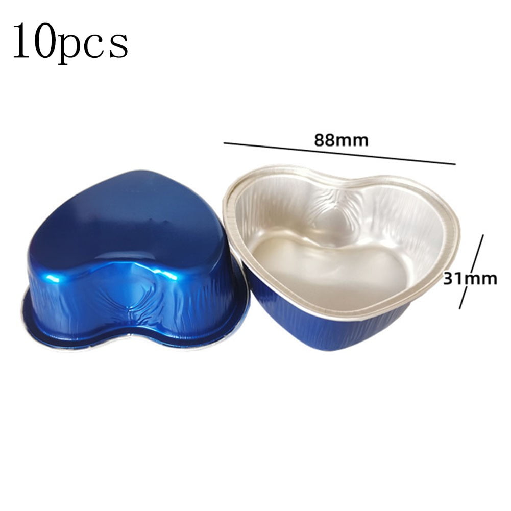 Dleadar 10Pcs 100ml Tin Foil Aluminum Foil Pudding Cup With Lid Heart ...