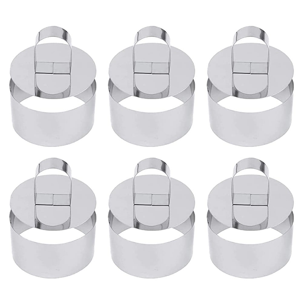 Dleadar 6Pcs Cake Molds Stainless Steel Cake Rings Set Round Dessert ...
