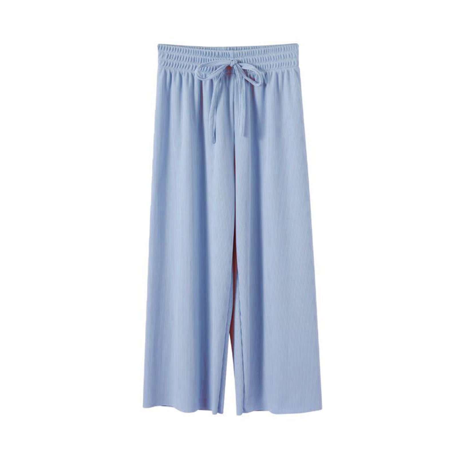 Dlentnea Girls Pant Wide Leg Casual Elastic Waist Drawstring ...