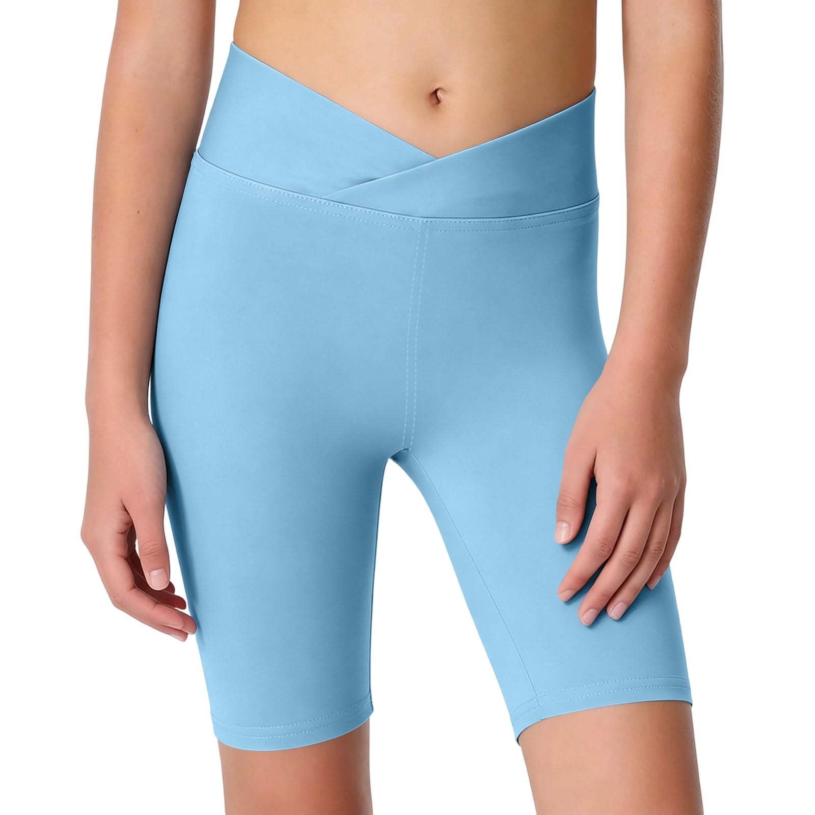 Dlentnea Girls Yoga Shorts High Waist Biker Athletic Running Solid ...