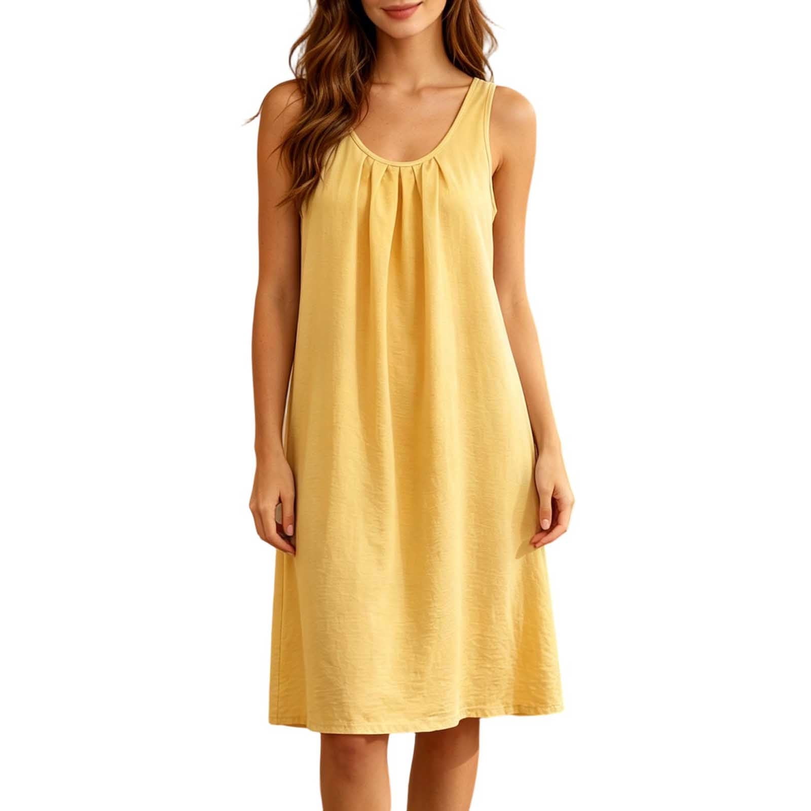 Dlentnea Nightgowns for Women Tank Sleeveless Loungewear Dress Ladies ...