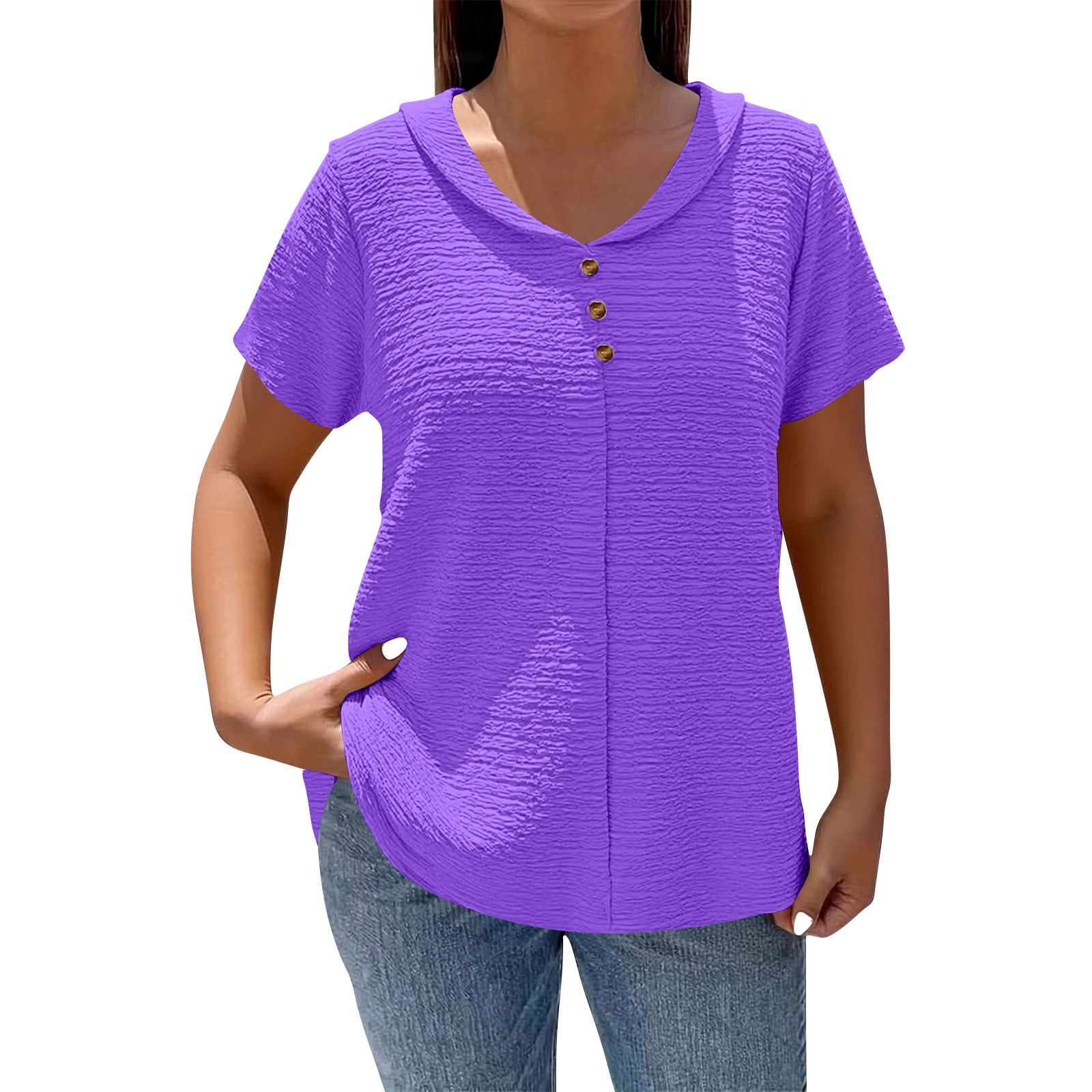 Dlentnea Womens Summer Tops Trendy Plus Size Short Sleeve Shirts ...