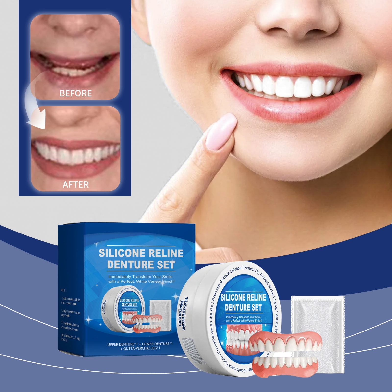 Dlrvadru Dentures Silicone Reline Denture Set, Professional Denture ...