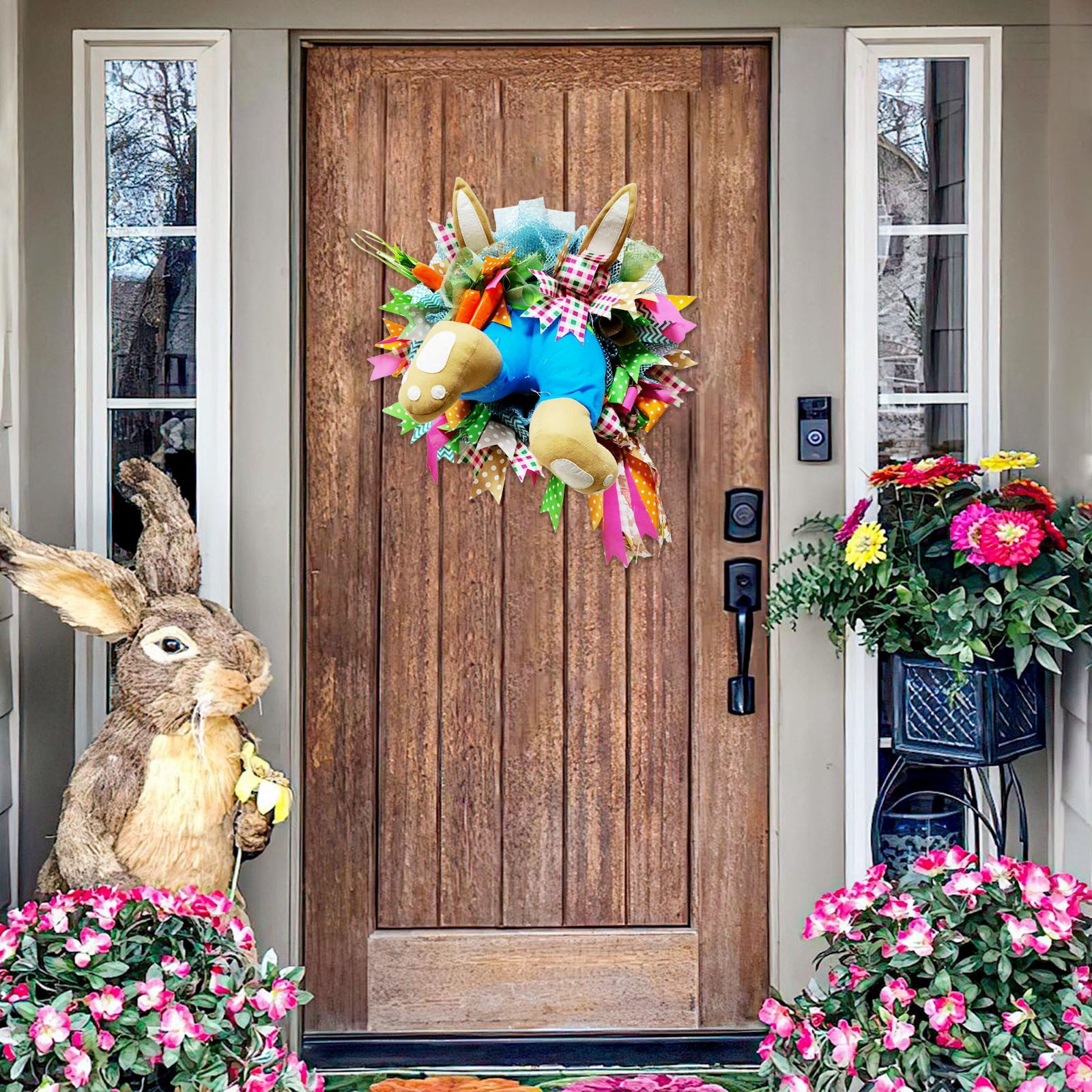 Dlrvadru Easter Bunny Wreath Decorations Spring Wreath Cute Rabbit ...