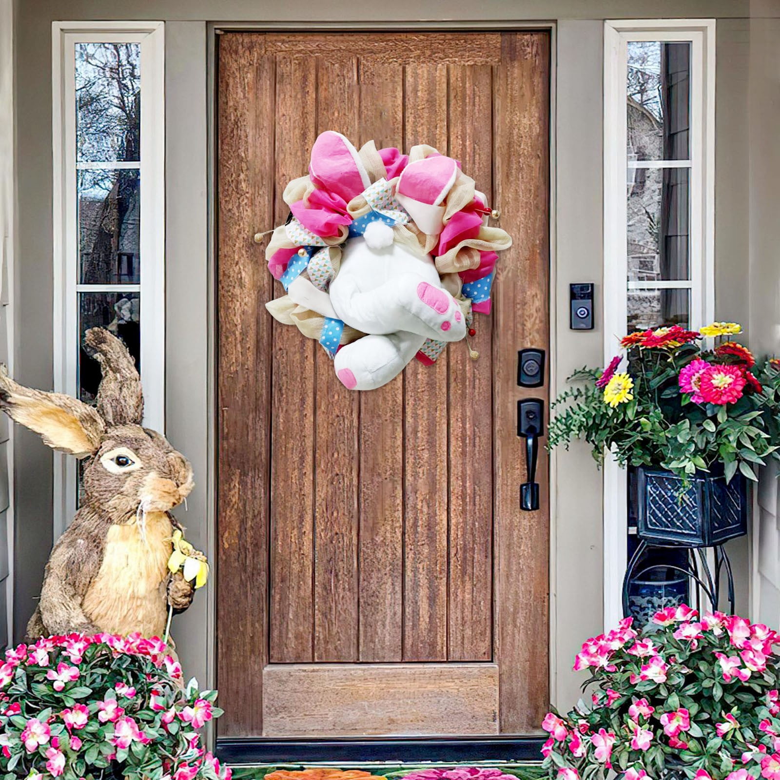 Dlrvadru Easter Bunny Wreath Decorations Spring Wreath Cute Rabbit ...