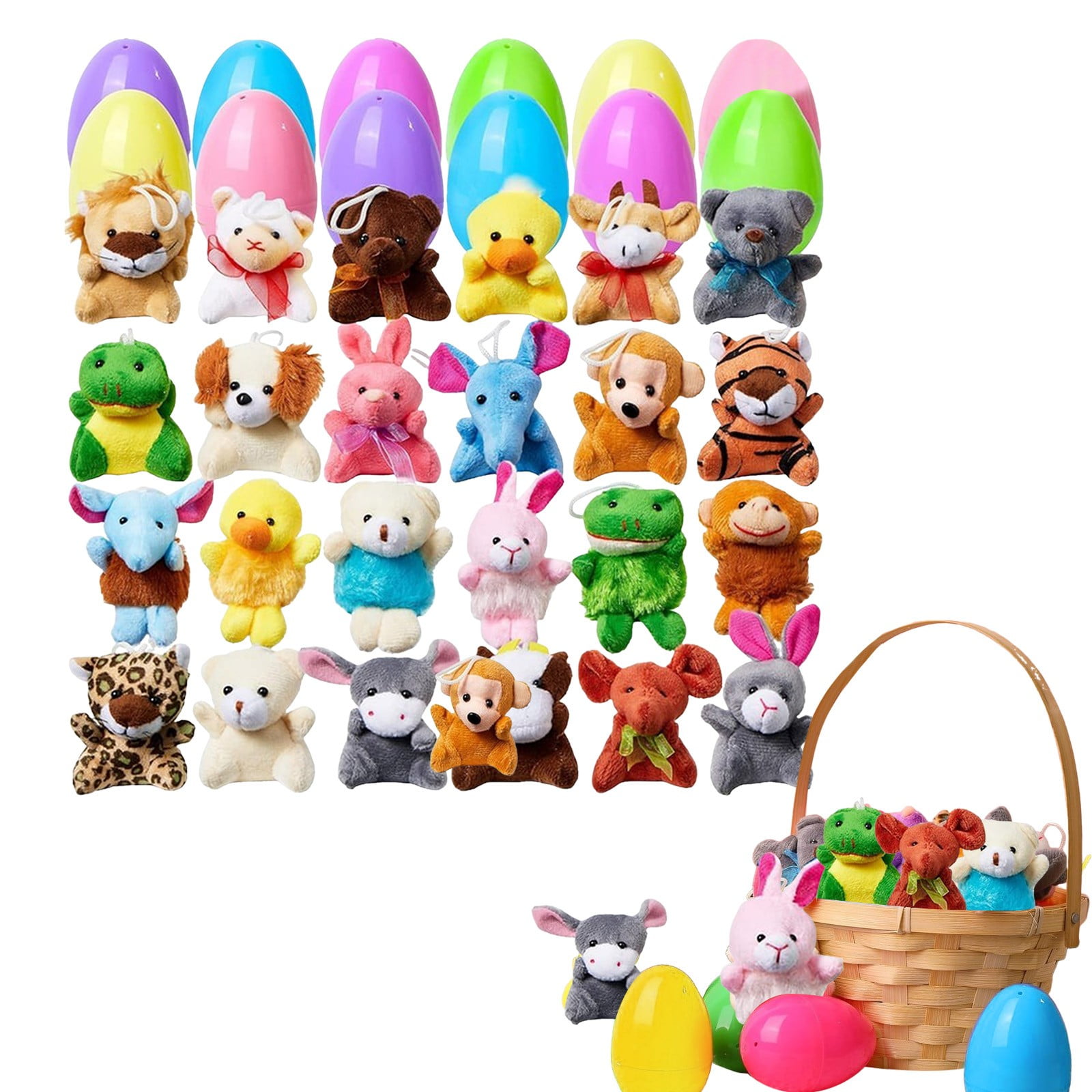 Dlrvadrua 24Pcs Prefilled Easter Eggs of Mini Stuffed Animal Plush Toys ...