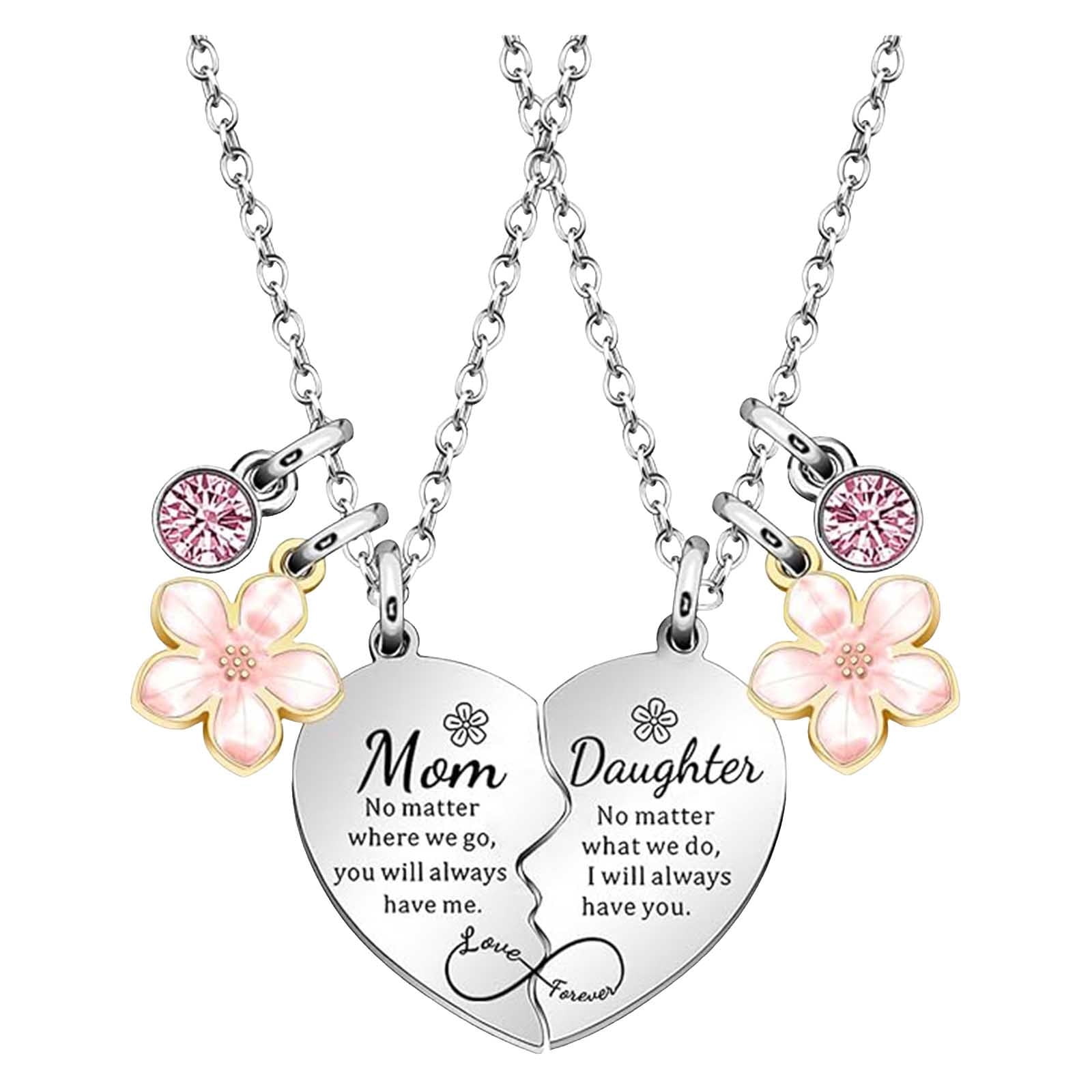 Dlrvadrua 2Pcs Mother Daughter Heart Matching Pendant Necklace Set ...