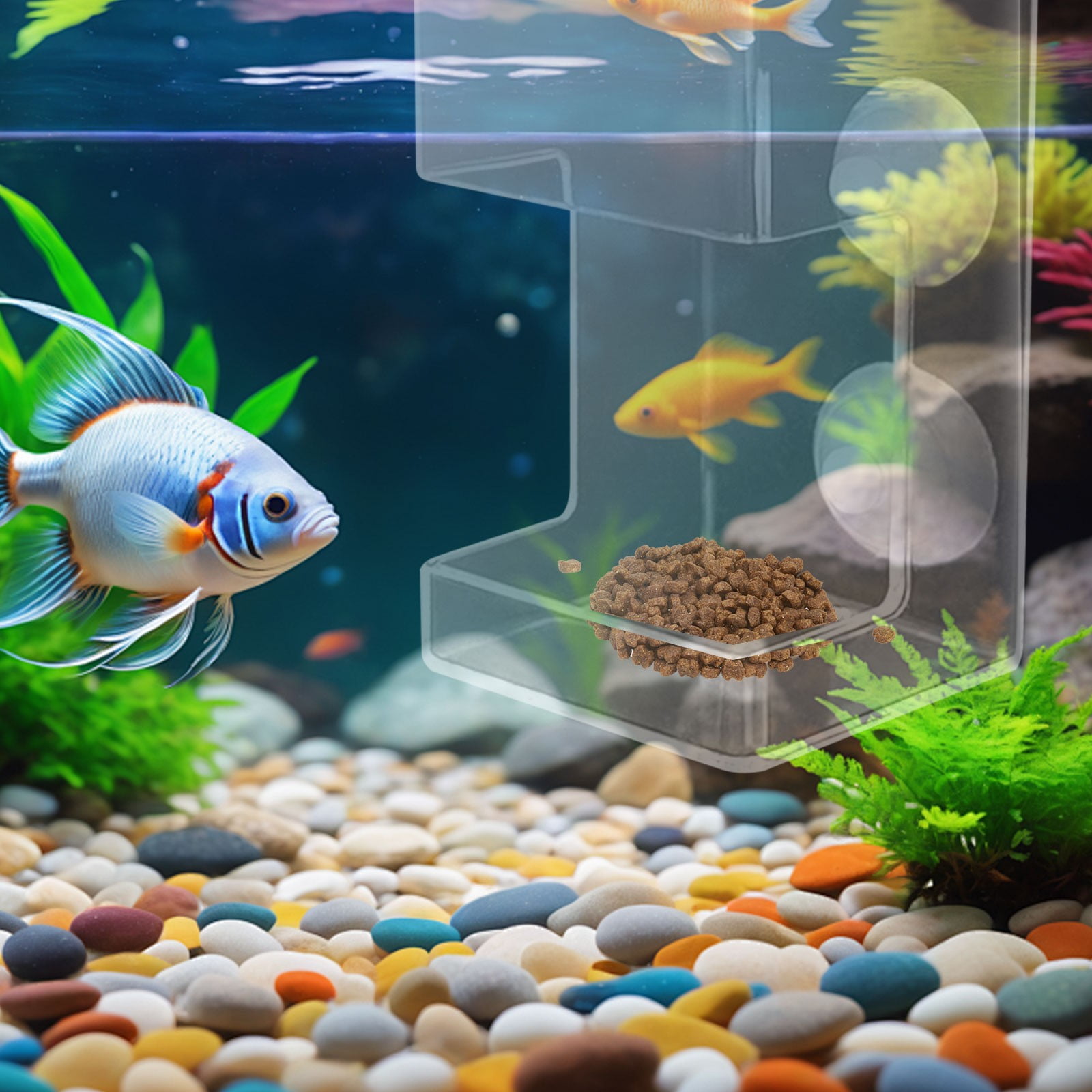 Dlrvadrua Fish Feeder for Aquarium 2025 New Fish Tank Dish Tray with 2 ...