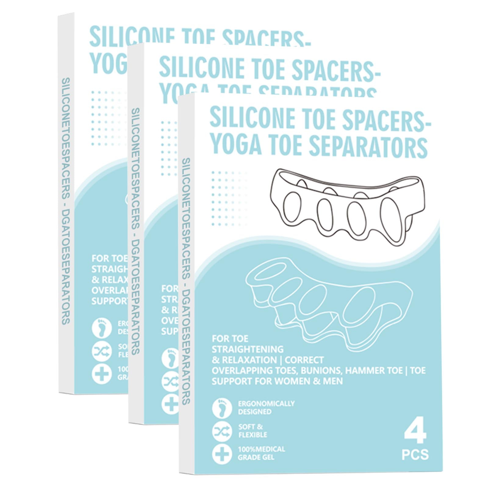 Dlrvadrua Silicone Toe Spacers,Yoga Toe Separators for Toe ...