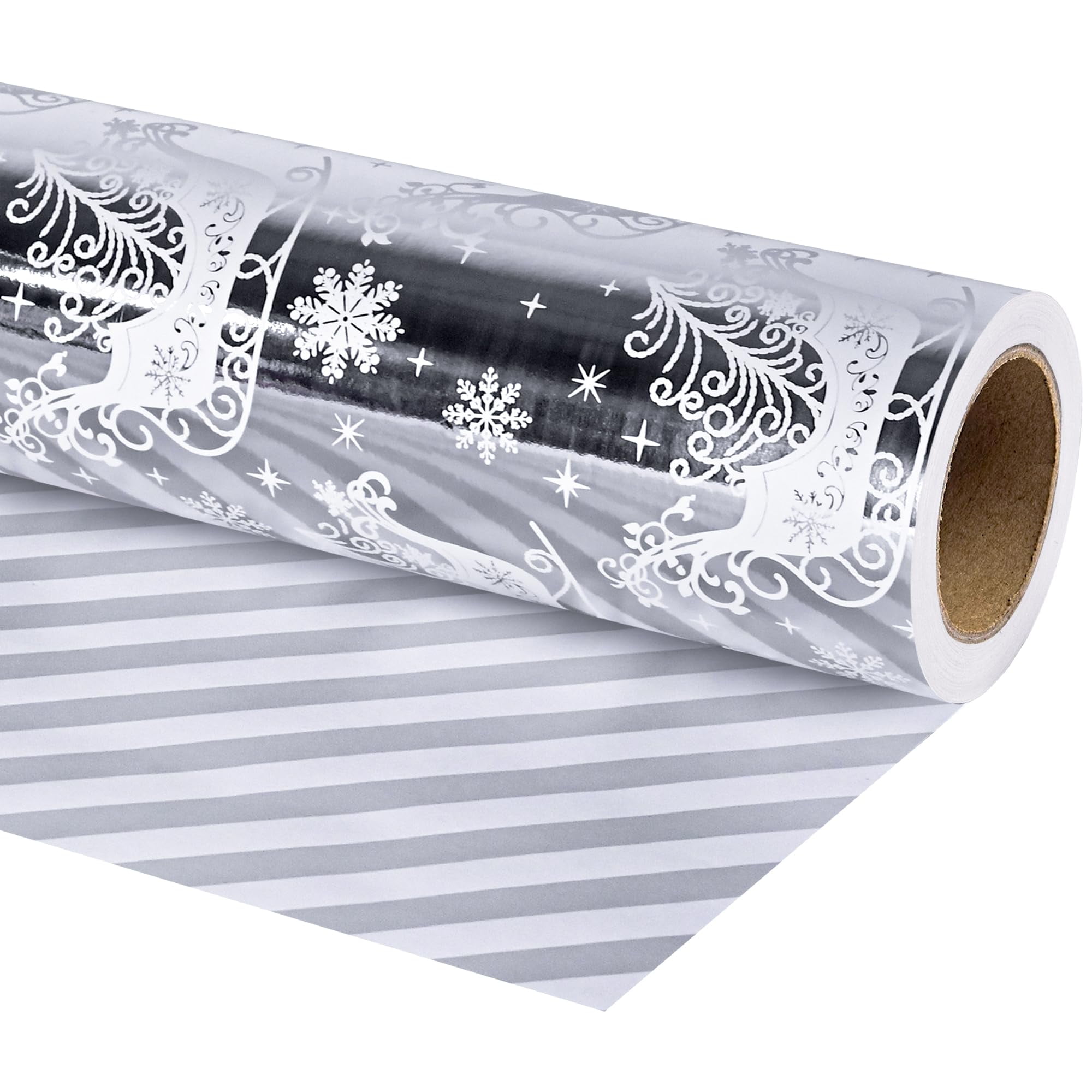 Dlyrroba Reversible Sliver Christmas Wrapping Paper Roll - Red Black ...