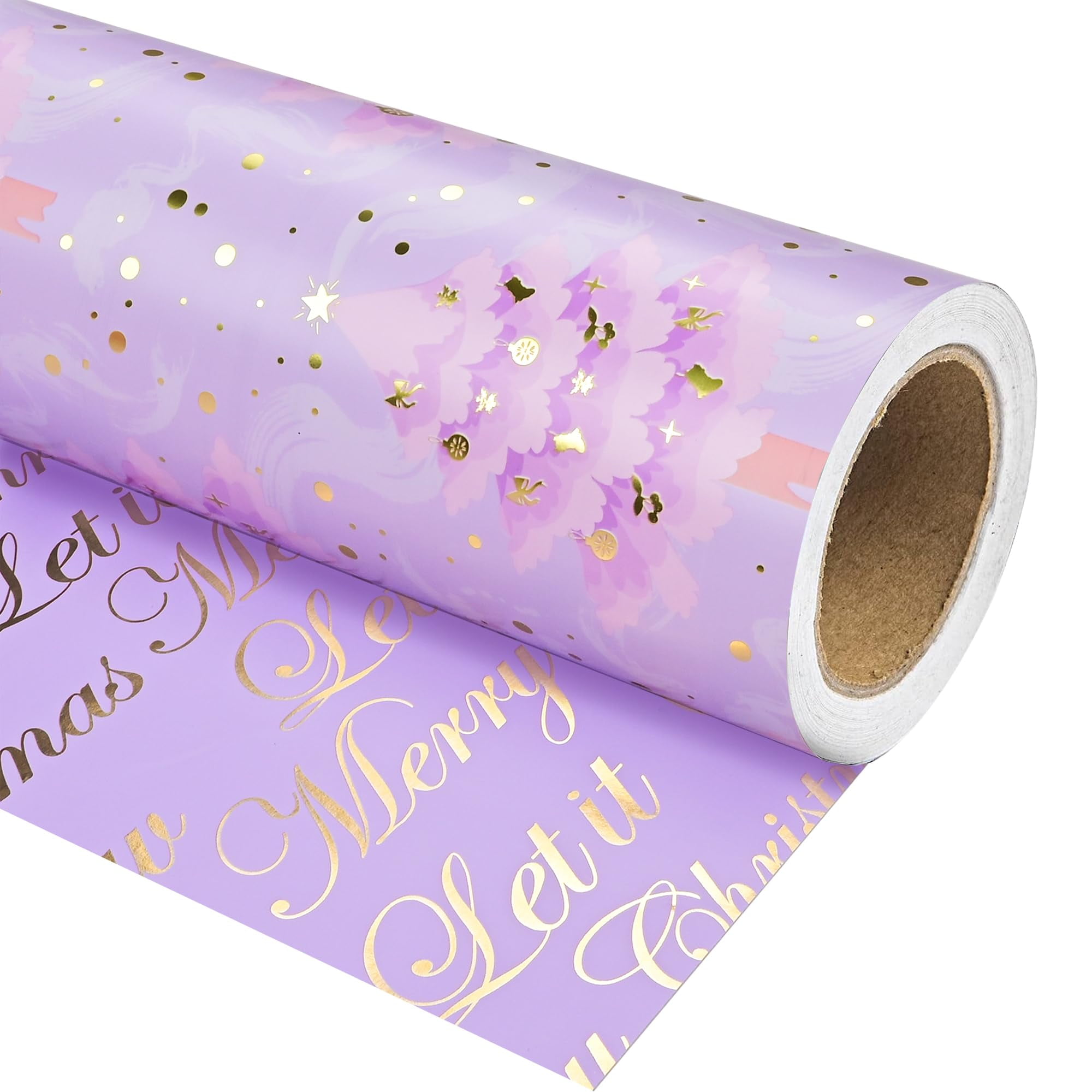 Dlyrroba Reversible Xmas Wrapping Paper Roll - Metallic Foil Gift Wrap ...