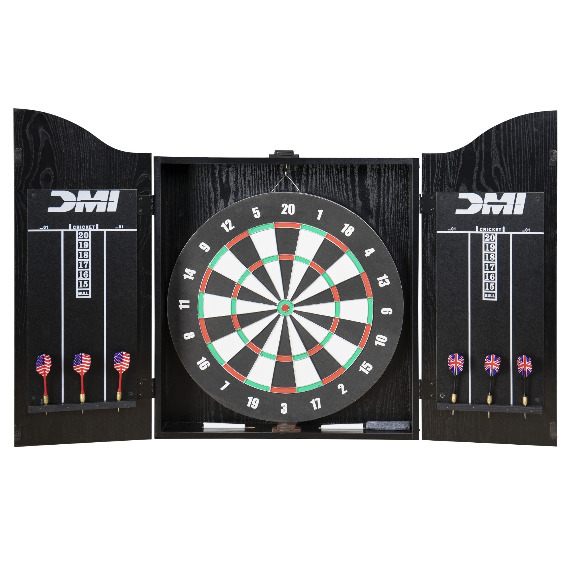 DMI Sports Recreational Dartboard Cabinet Set - Includes Dartboard, Two ...