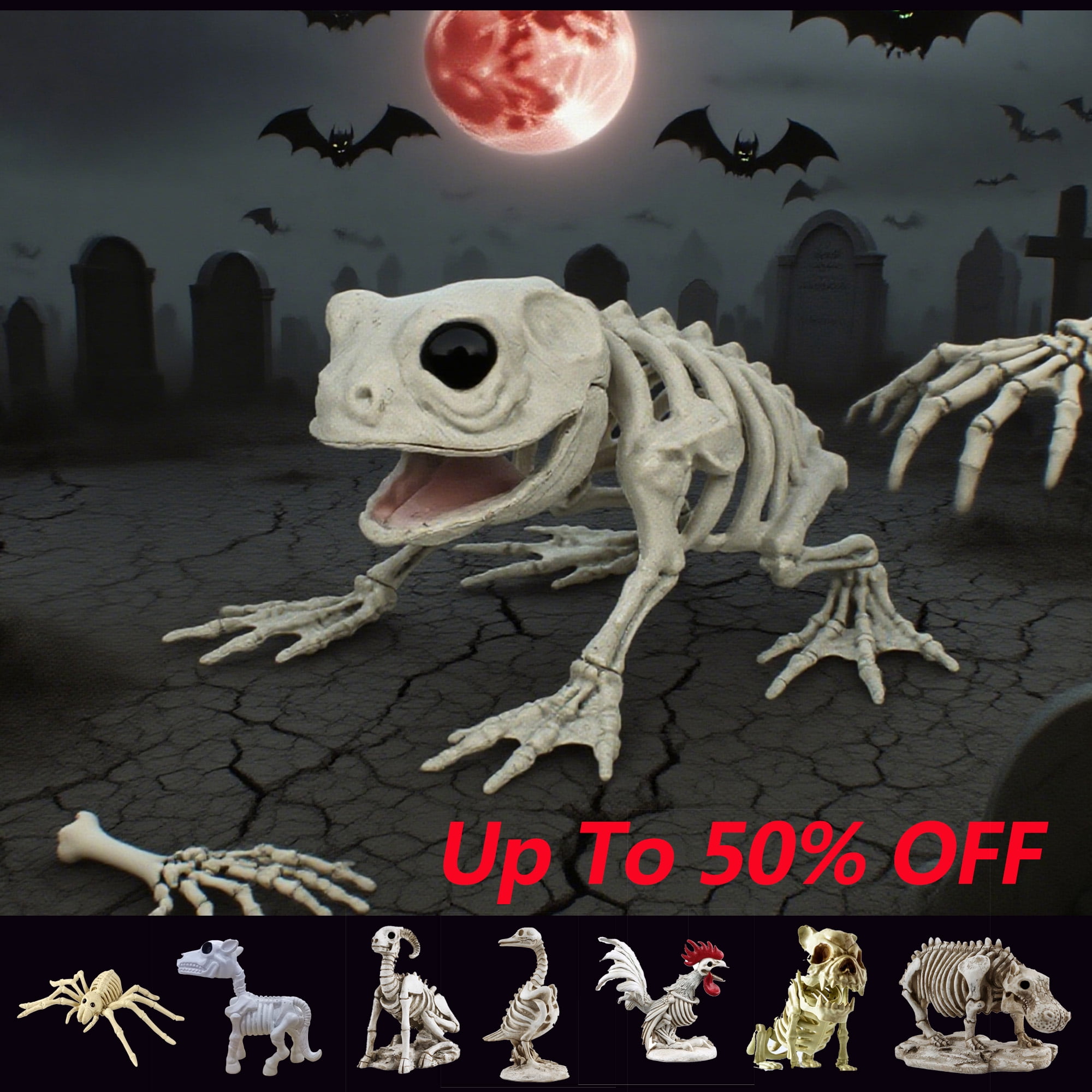Dmlowu Animal Skeletons Halloween Decorations, 6x8" Plastic Halloween ...