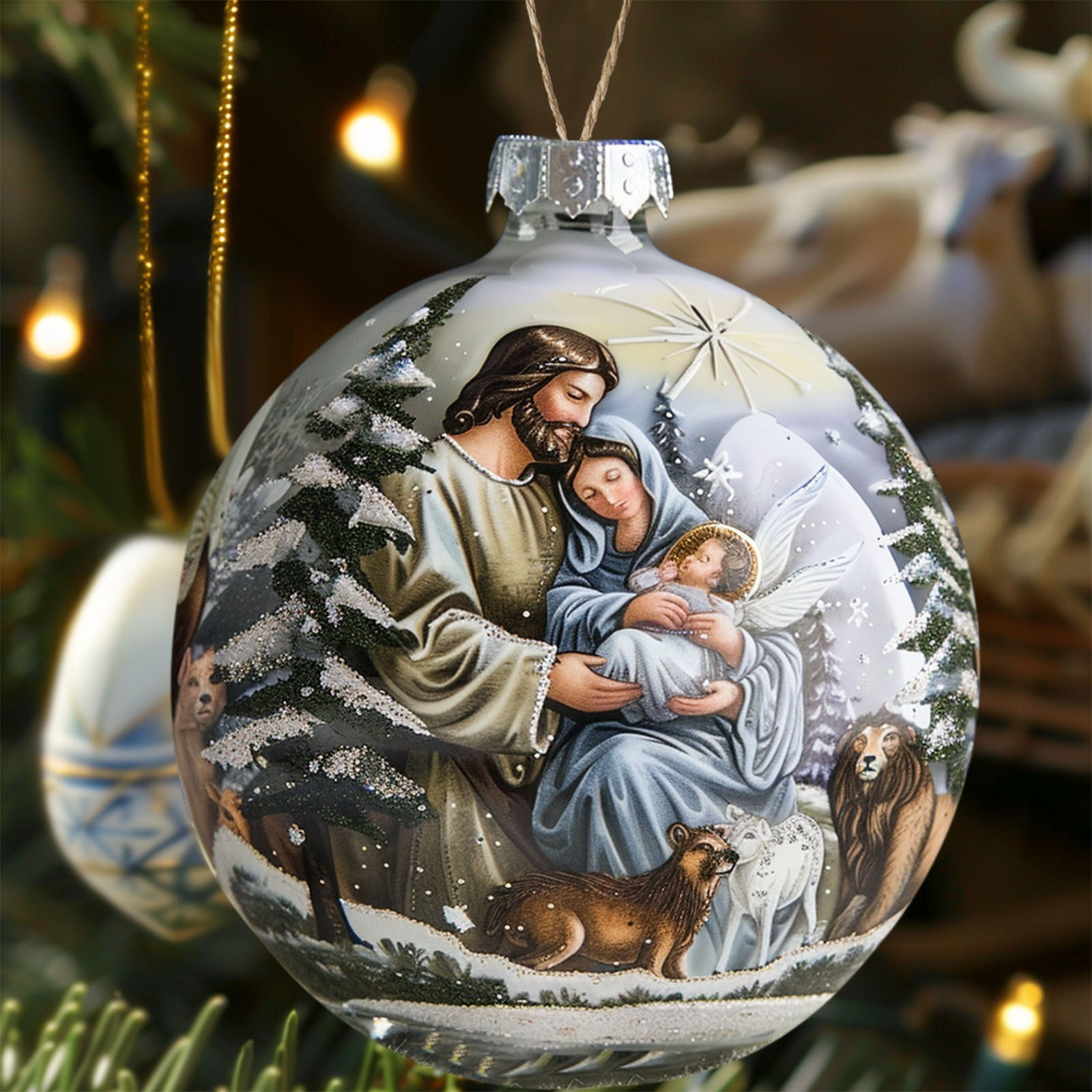 Dmlowu Christmas Decorations Nativity Scene Ornaments, Xmas Religious ...