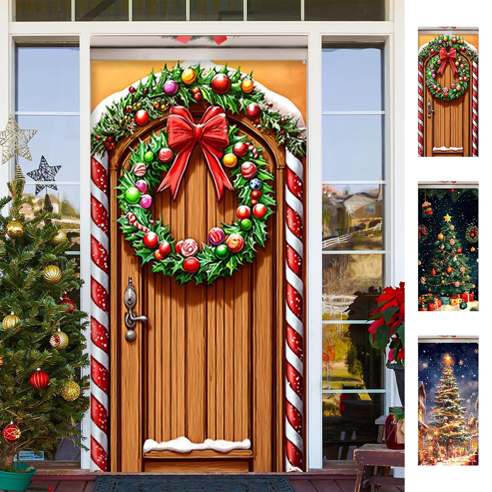 Dmlowu Christmas Door Cover - 35x82 inch Xmas Tree Christmas Door ...