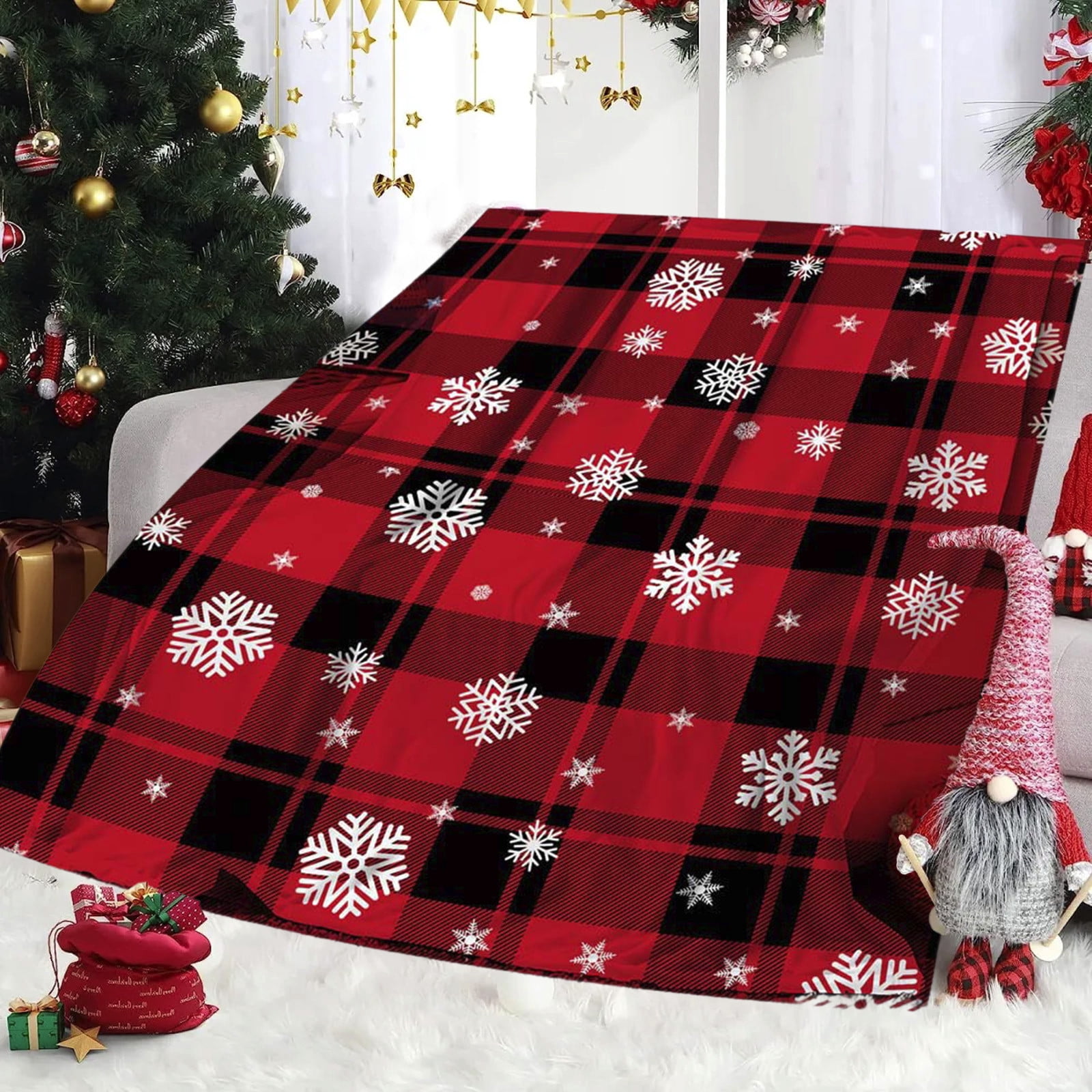 Dmlowu Christmas Prints Fleece Blanket - Comfortable Throw Blanket for ...