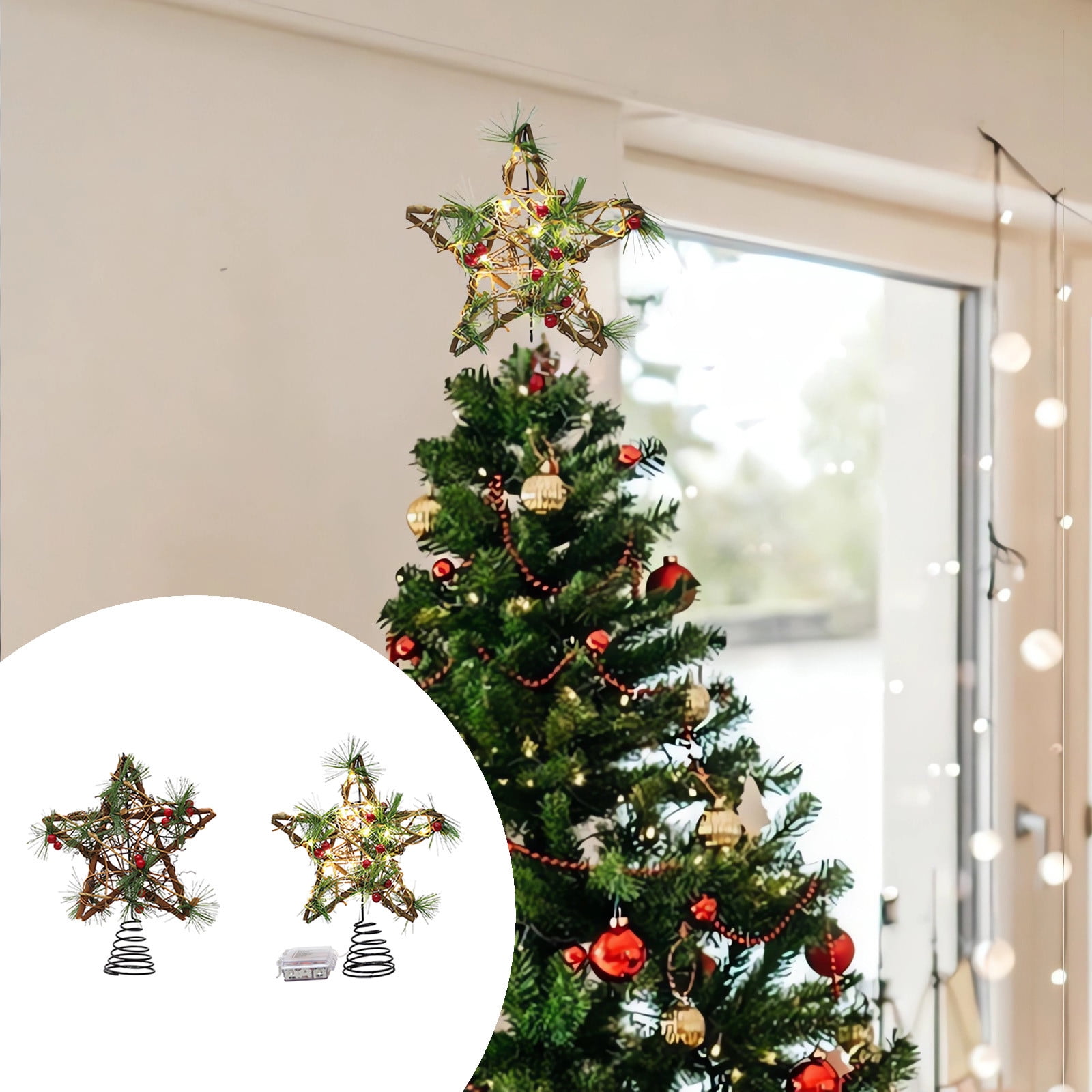 Dmlowu Christmas Tree Topper - Glitter Sparkle Star Xmas Tree Topper ...