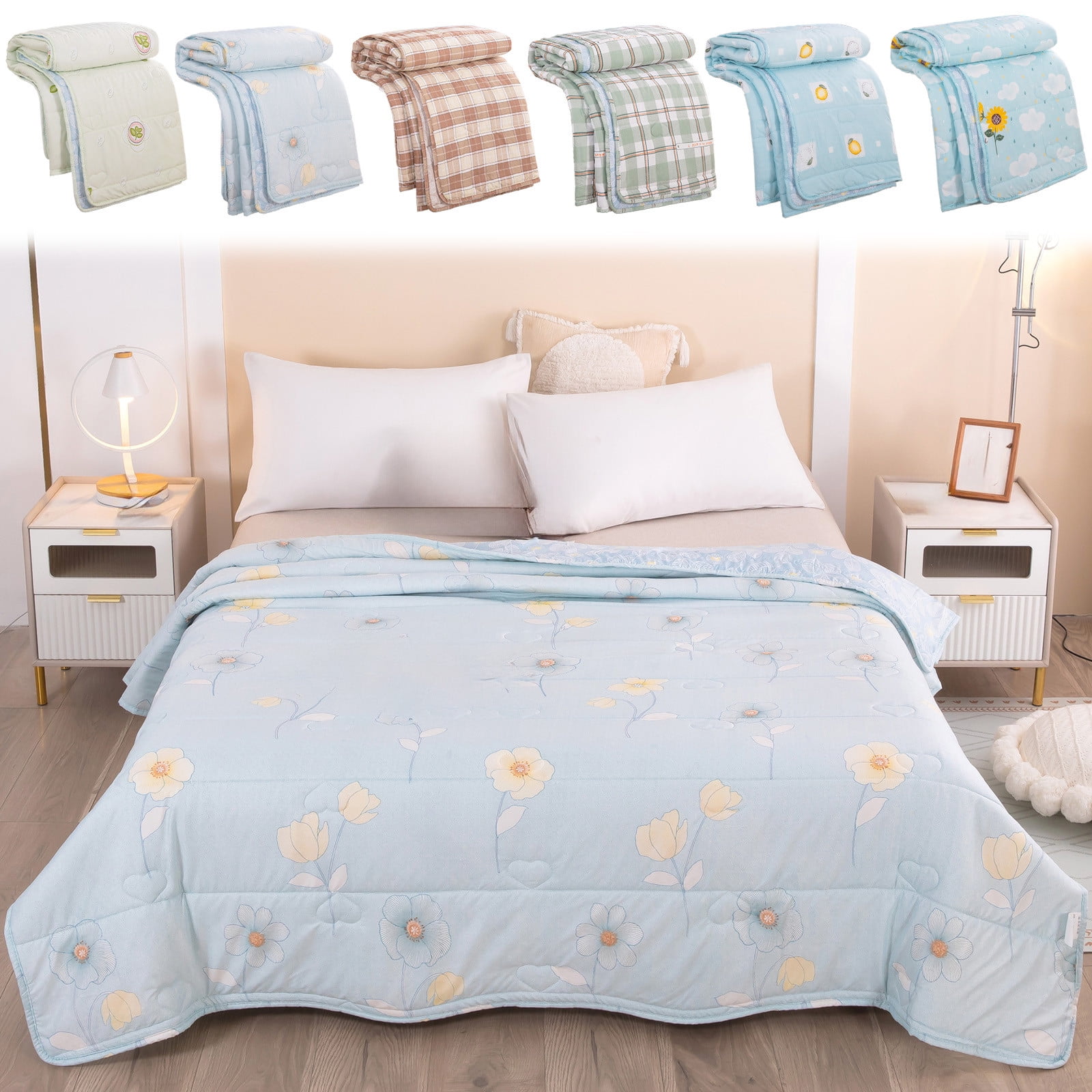 Dmlowu Cooling Blanket Breathable Cotton Blanket Luxury Soft Throw Blanket for Bedroom School ...